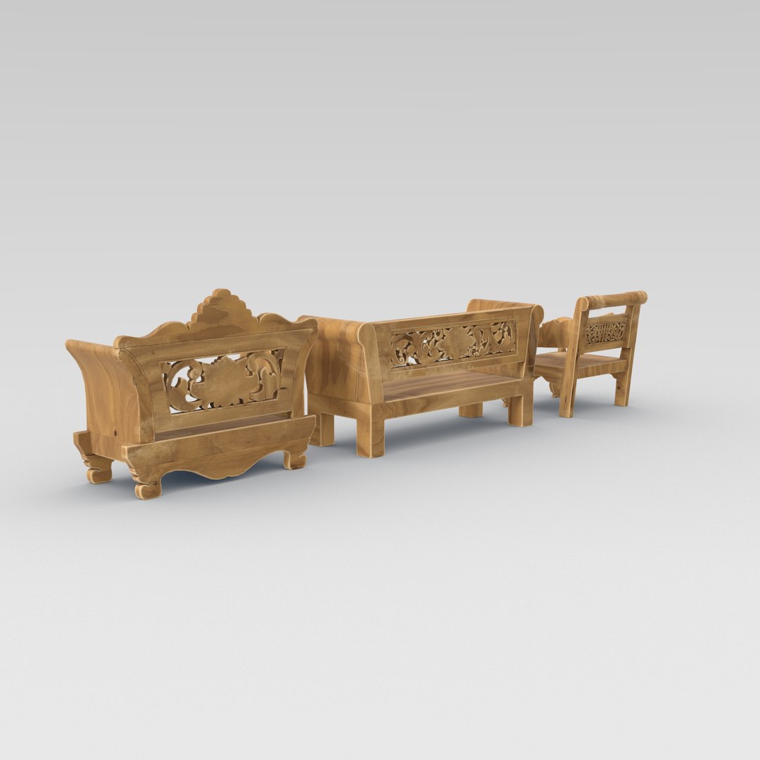 Modular Wooden Chair Balinese Furniture Kit 3D Model - TurboSquid 2400531