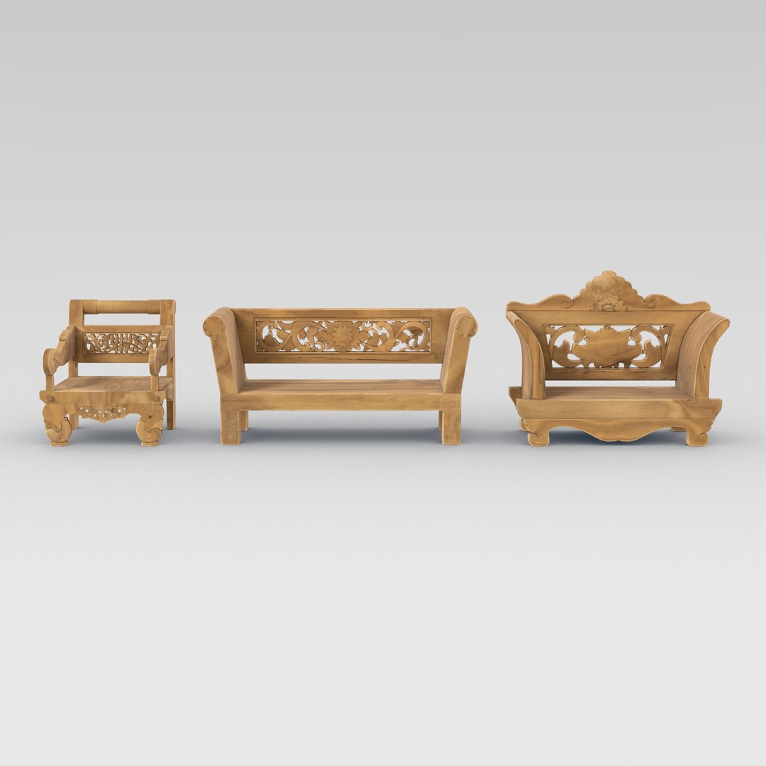 Modular Wooden Chair Balinese Furniture Kit 3D Model - TurboSquid 2400531