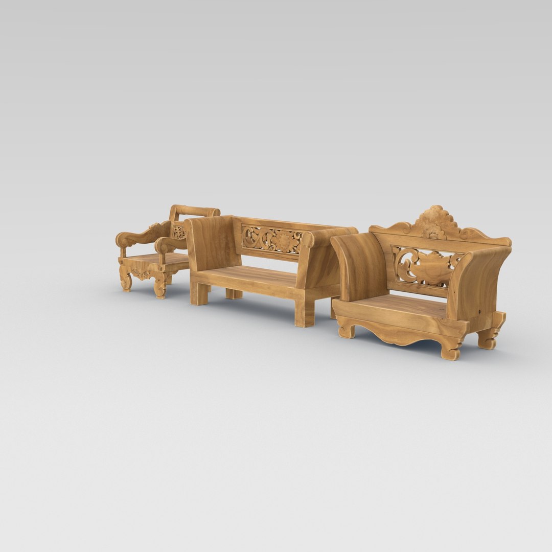 Modular Wooden Chair Balinese Furniture Kit 3D Model - TurboSquid 2400531