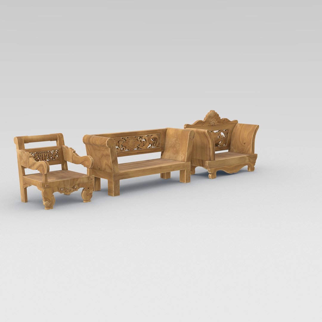Modular Wooden Chair Balinese Furniture Kit 3D Model - TurboSquid 2400531