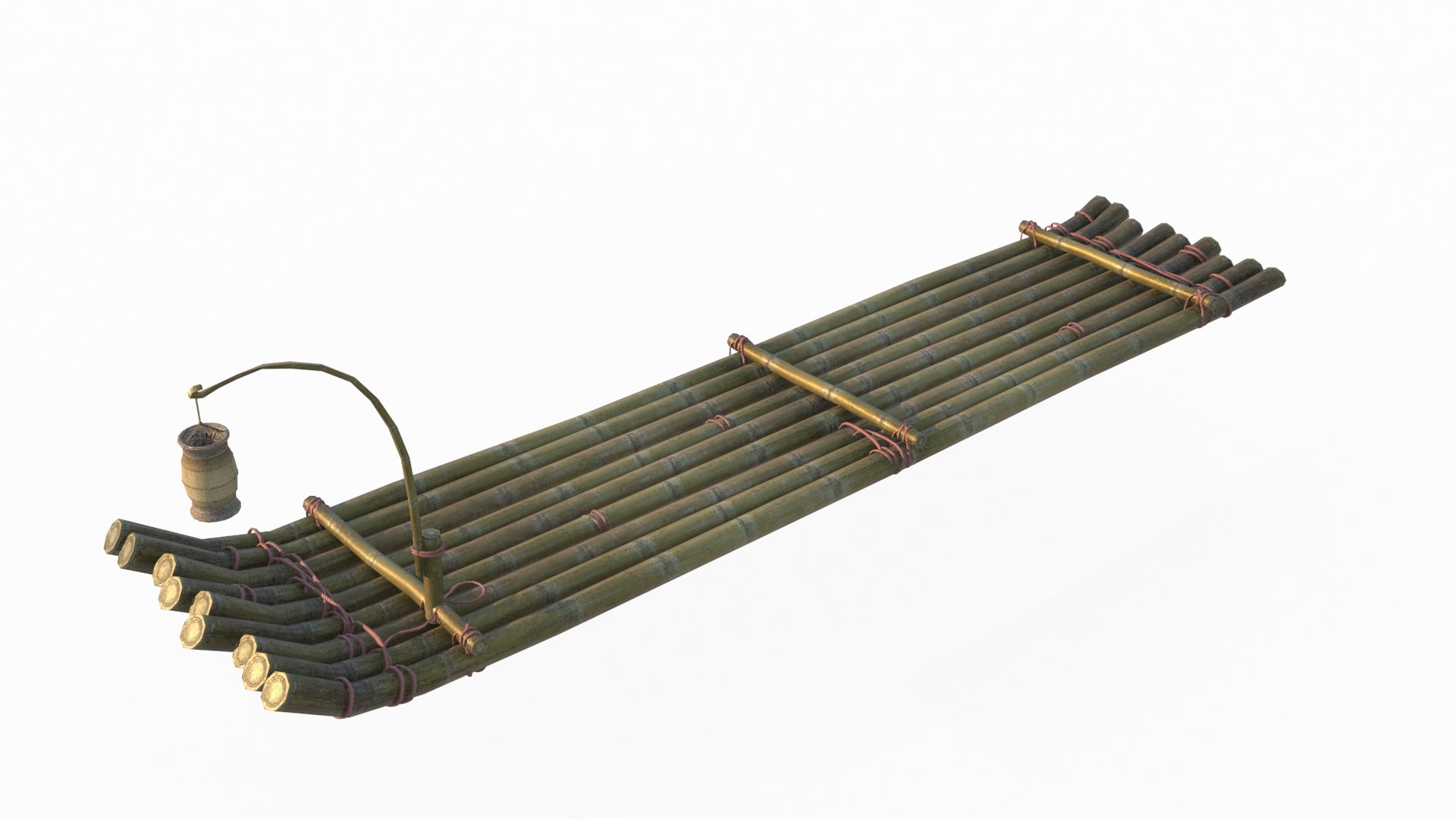 Ancient Asian Boats With Wooden Rafts 3D - TurboSquid 2031098