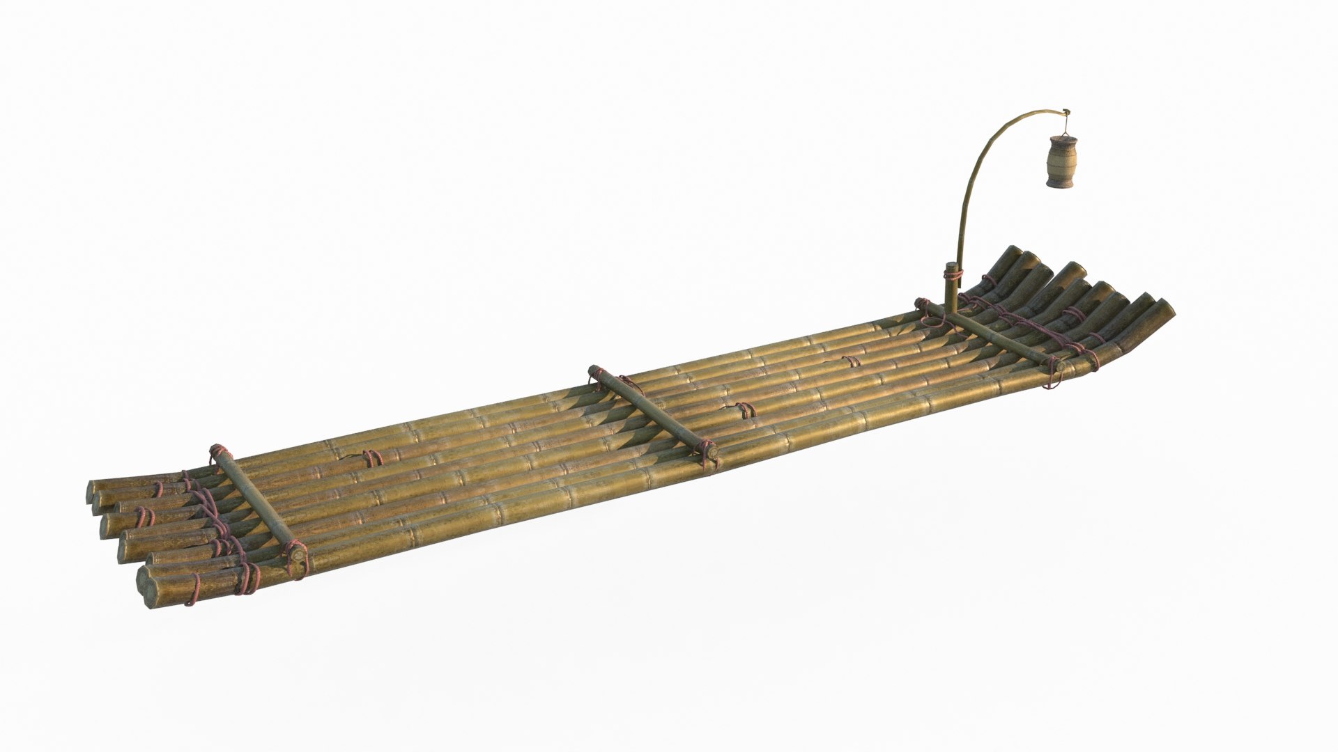 Ancient Asian Boats With Wooden Rafts 3D - TurboSquid 2031098