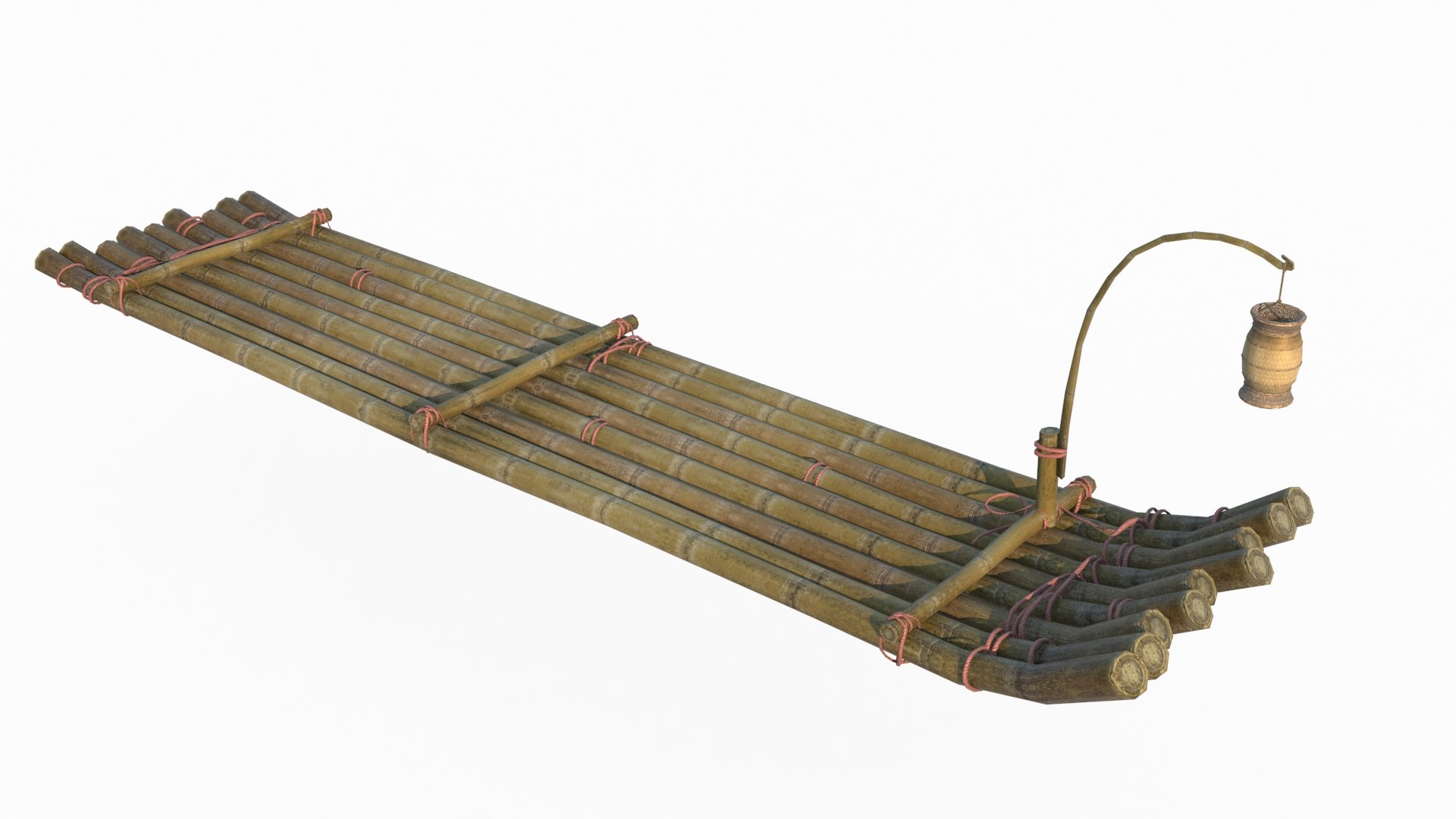 Ancient Asian Boats With Wooden Rafts 3D - TurboSquid 2031098