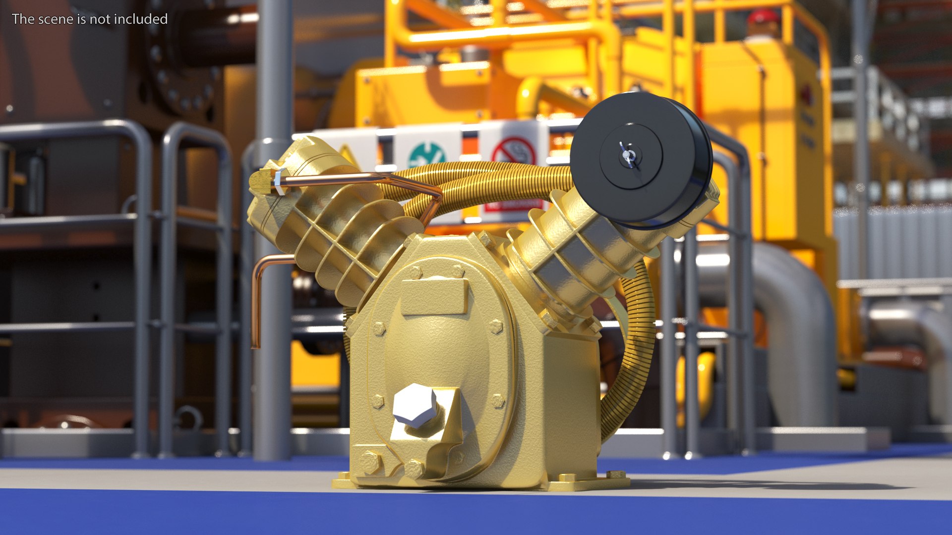 3D Model Compressor Pump Twin Cylinder V Style Yellow - TurboSquid 2152617