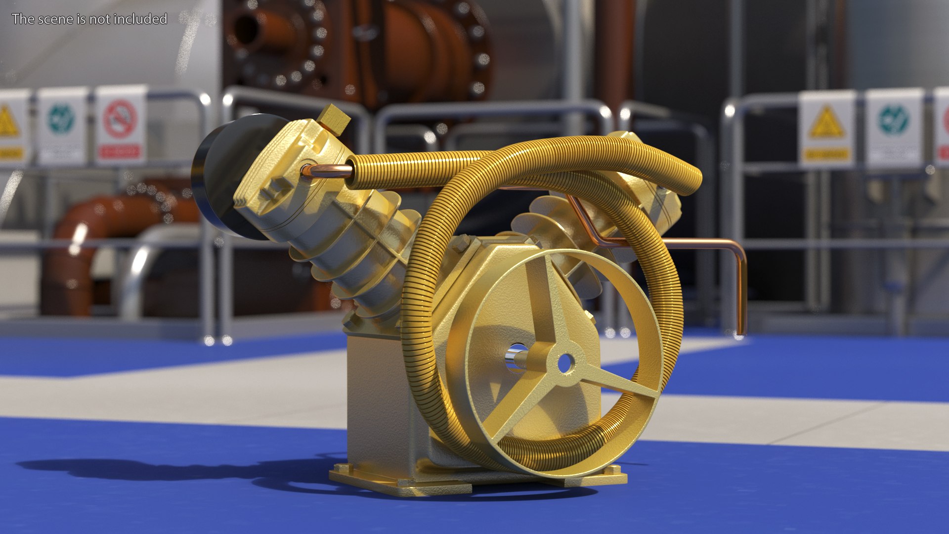 3D Model Compressor Pump Twin Cylinder V Style Yellow - TurboSquid 2152617