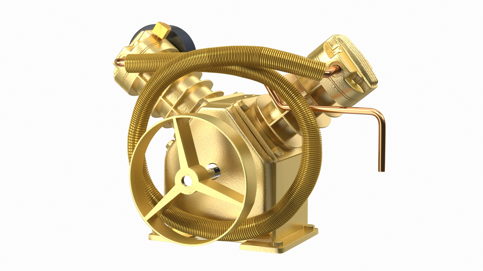 3D Model Compressor Pump Twin Cylinder V Style Yellow - TurboSquid 2152617