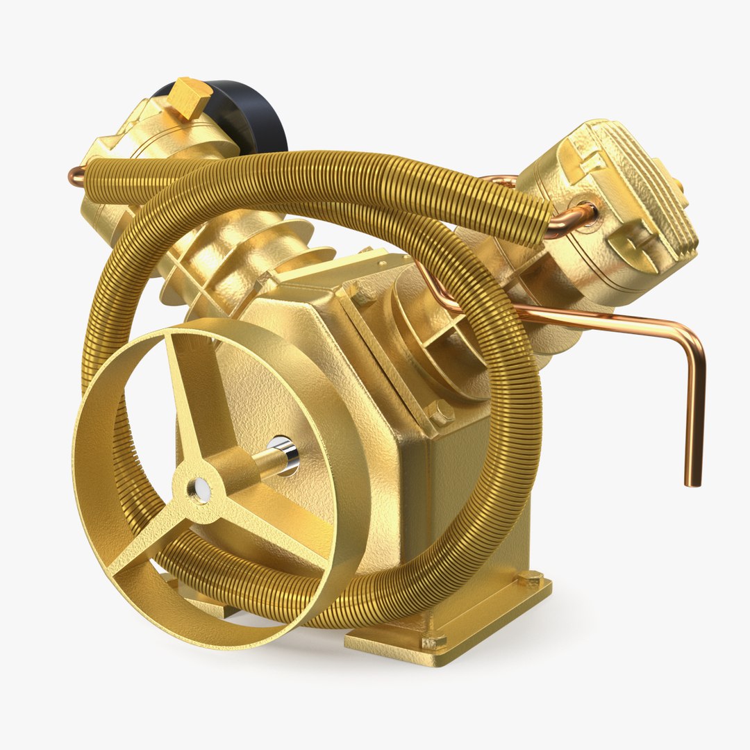 3D Model Compressor Pump Twin Cylinder V Style Yellow - TurboSquid 2152617