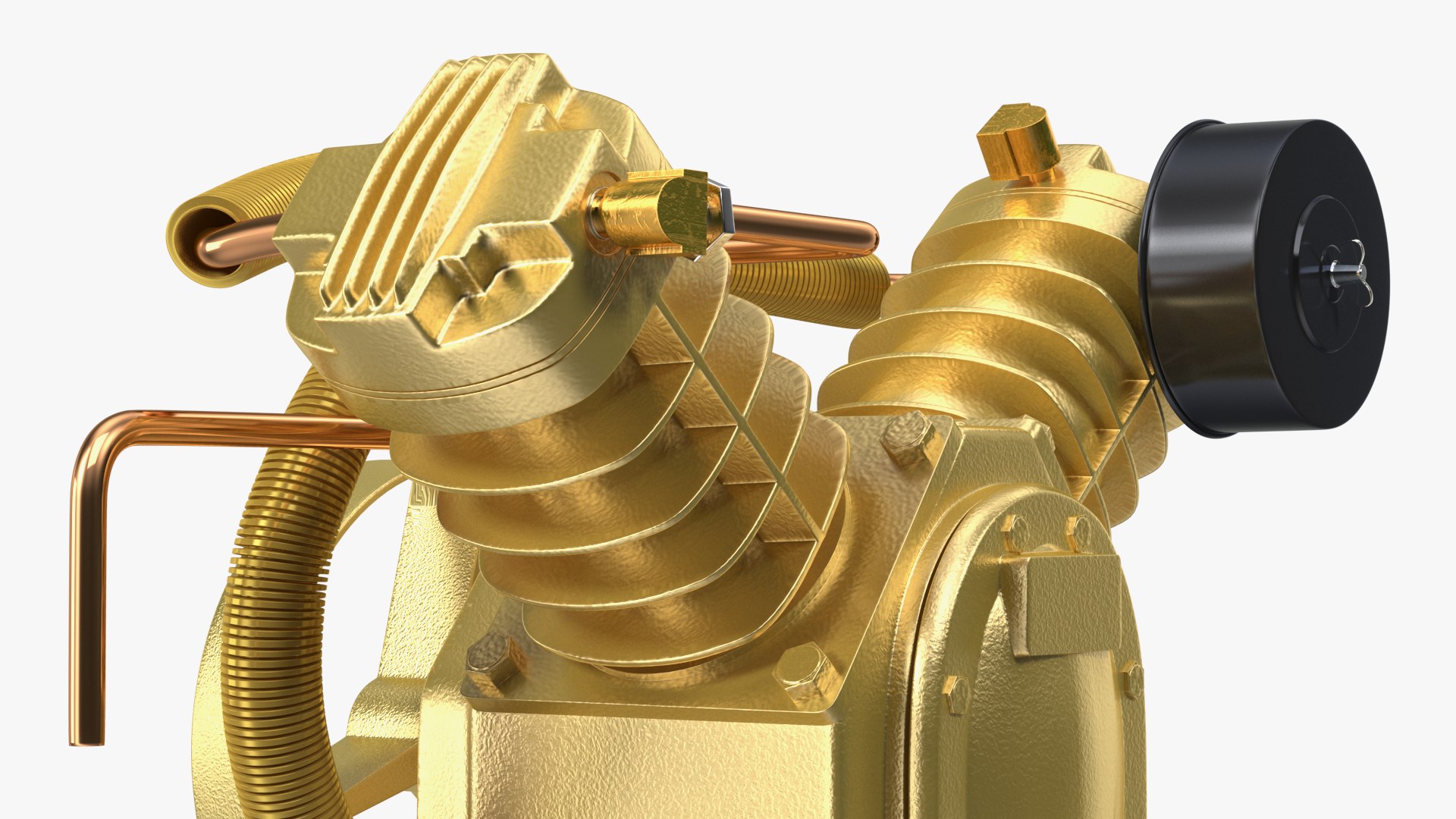 3D Model Compressor Pump Twin Cylinder V Style Yellow - TurboSquid 2152617