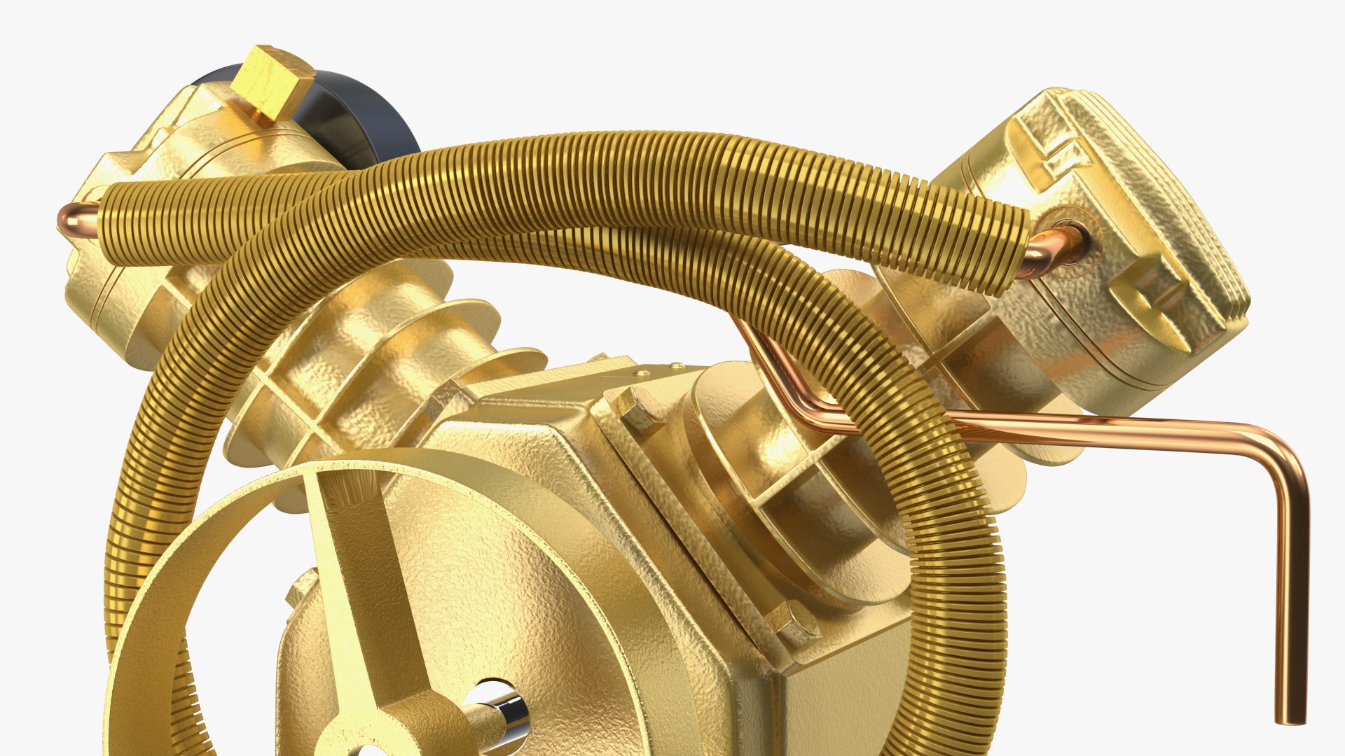 3D Model Compressor Pump Twin Cylinder V Style Yellow - TurboSquid 2152617