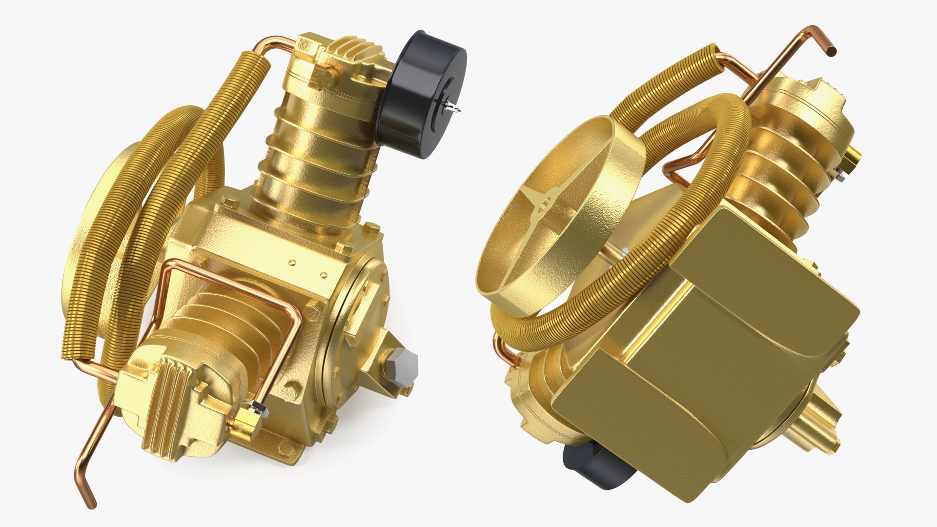 3D Model Compressor Pump Twin Cylinder V Style Yellow - TurboSquid 2152617