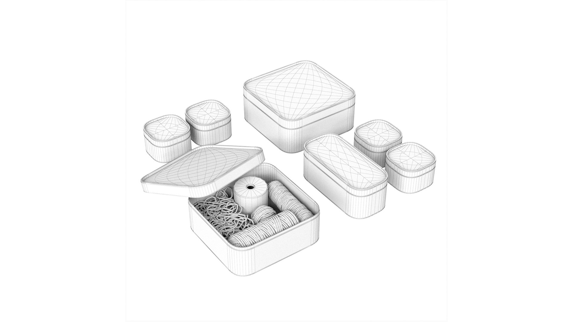 3D black plastic sewing kit organizer in boxes model - TurboSquid 2140502