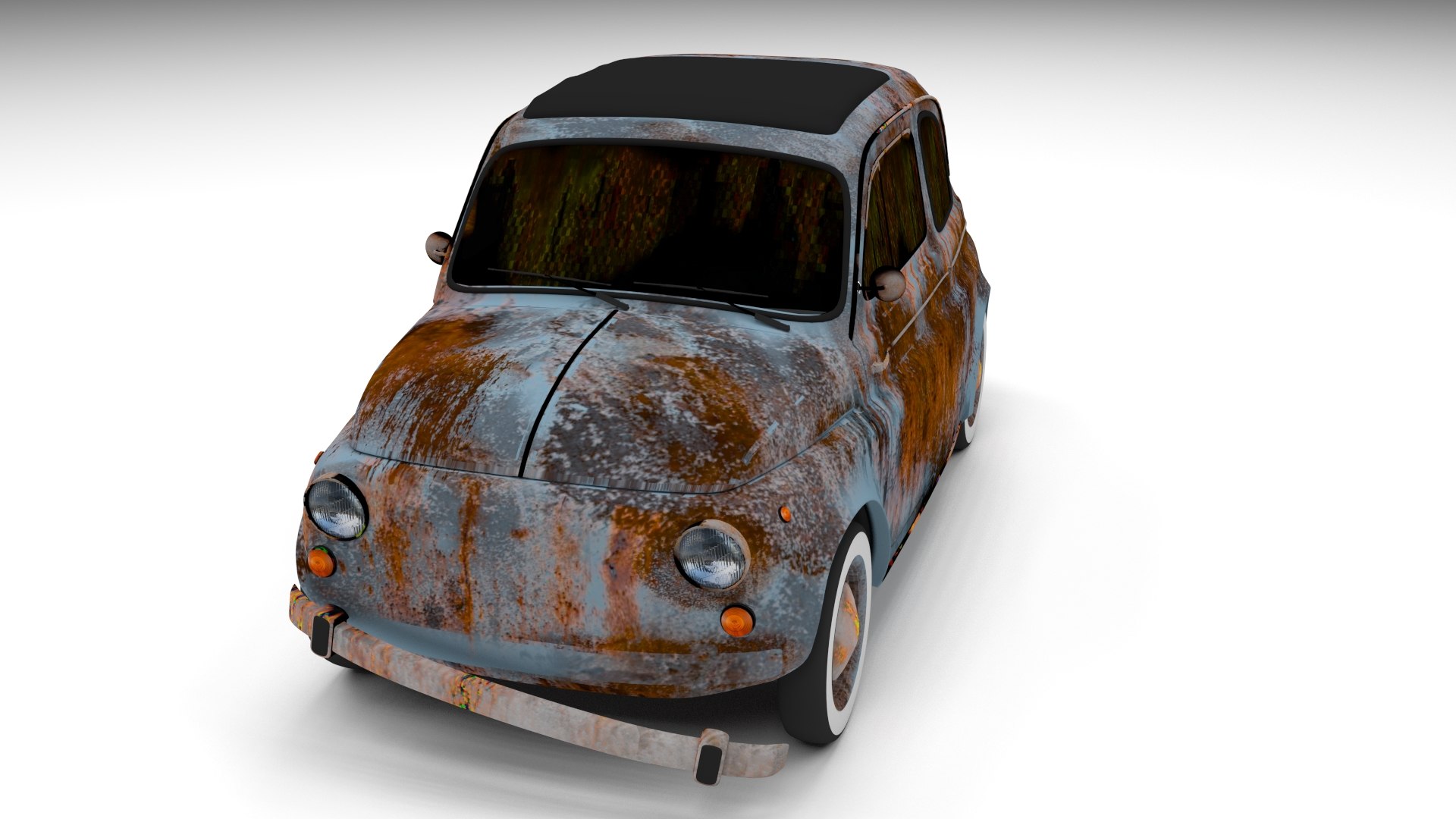 3d Rusty Fiat 500 Nuova