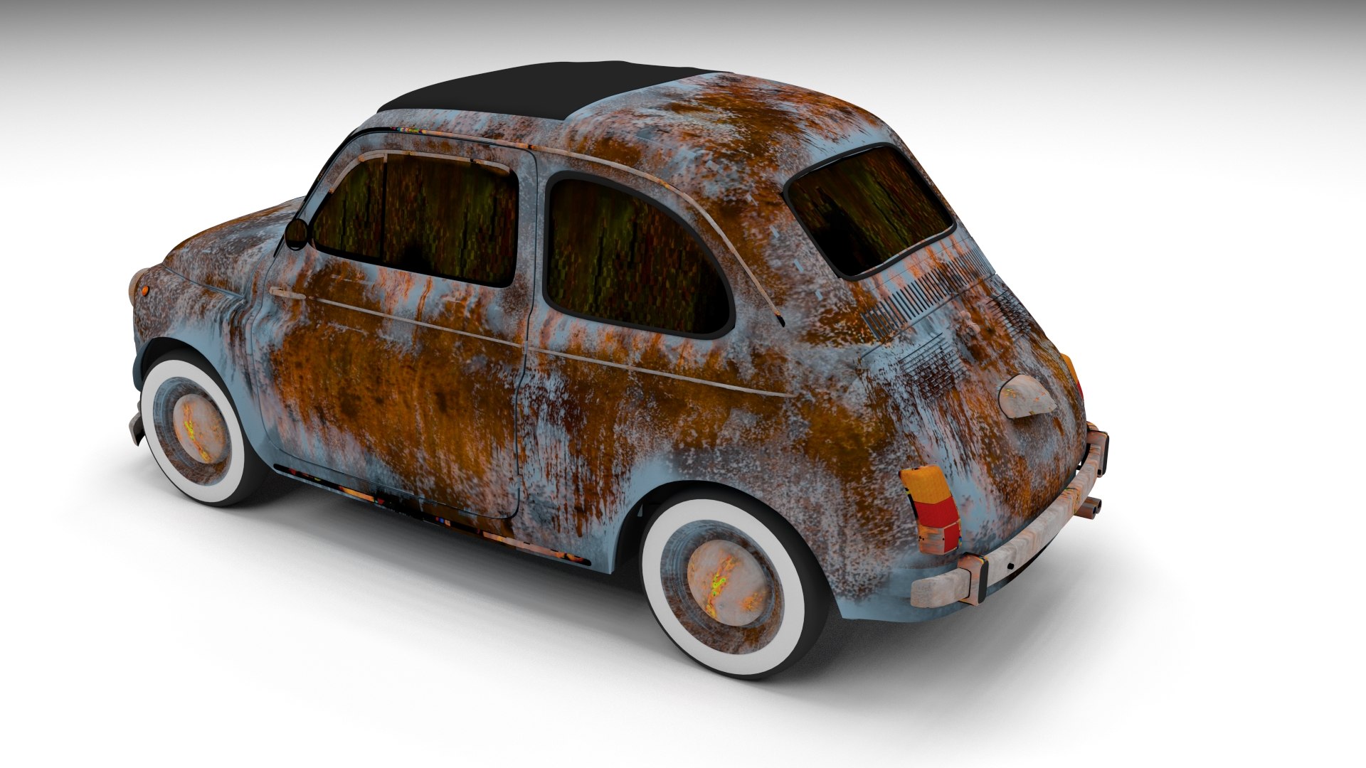 3d Rusty Fiat 500 Nuova