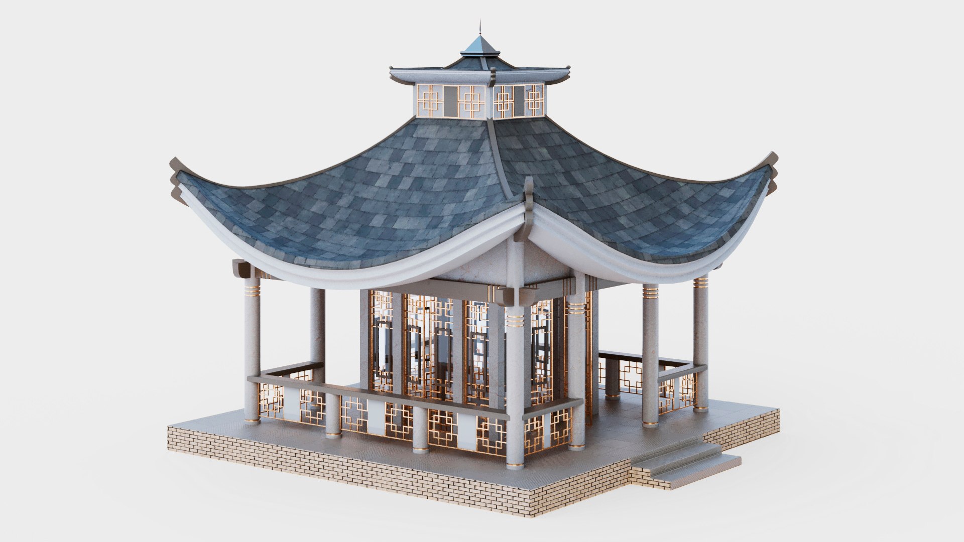 Chinese Style Pavilion Gazebo Model - TurboSquid 1994046