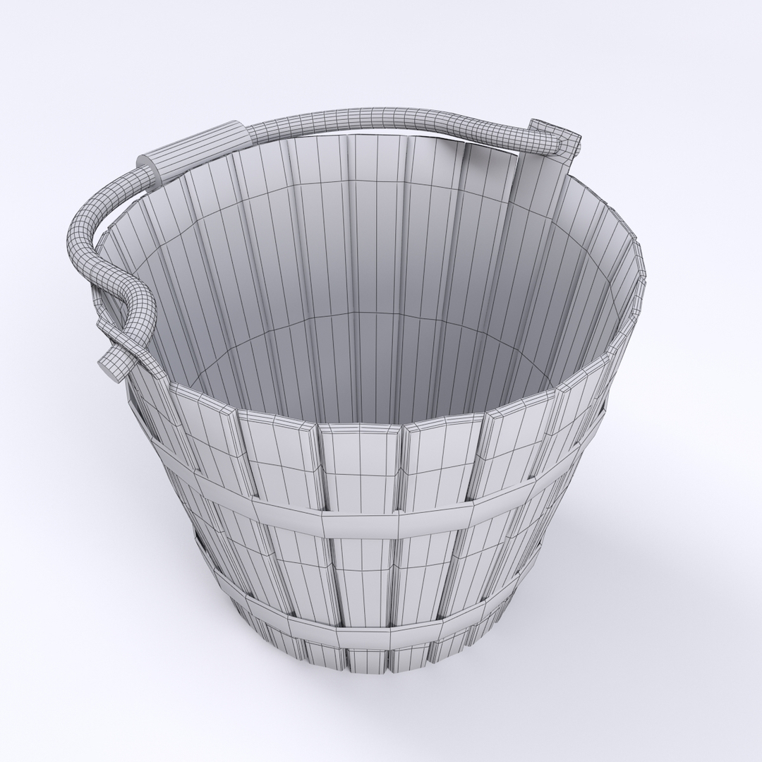 3d model old wooden bucket