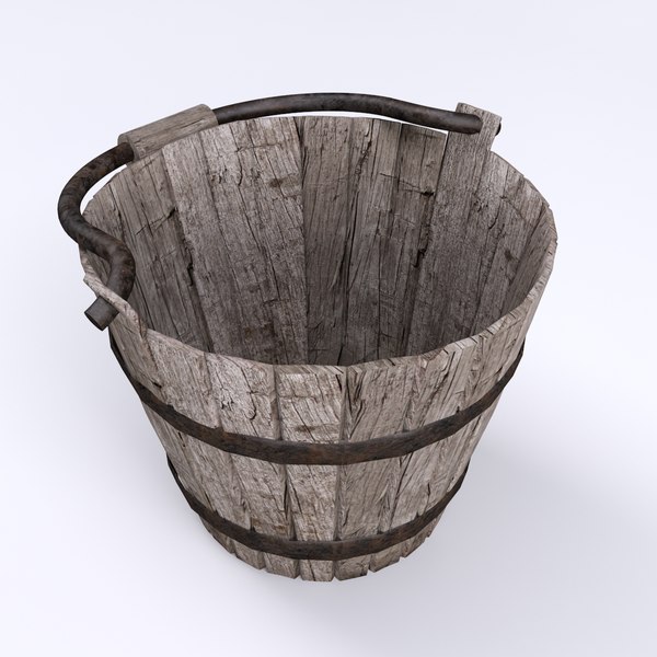 3d model old wooden bucket