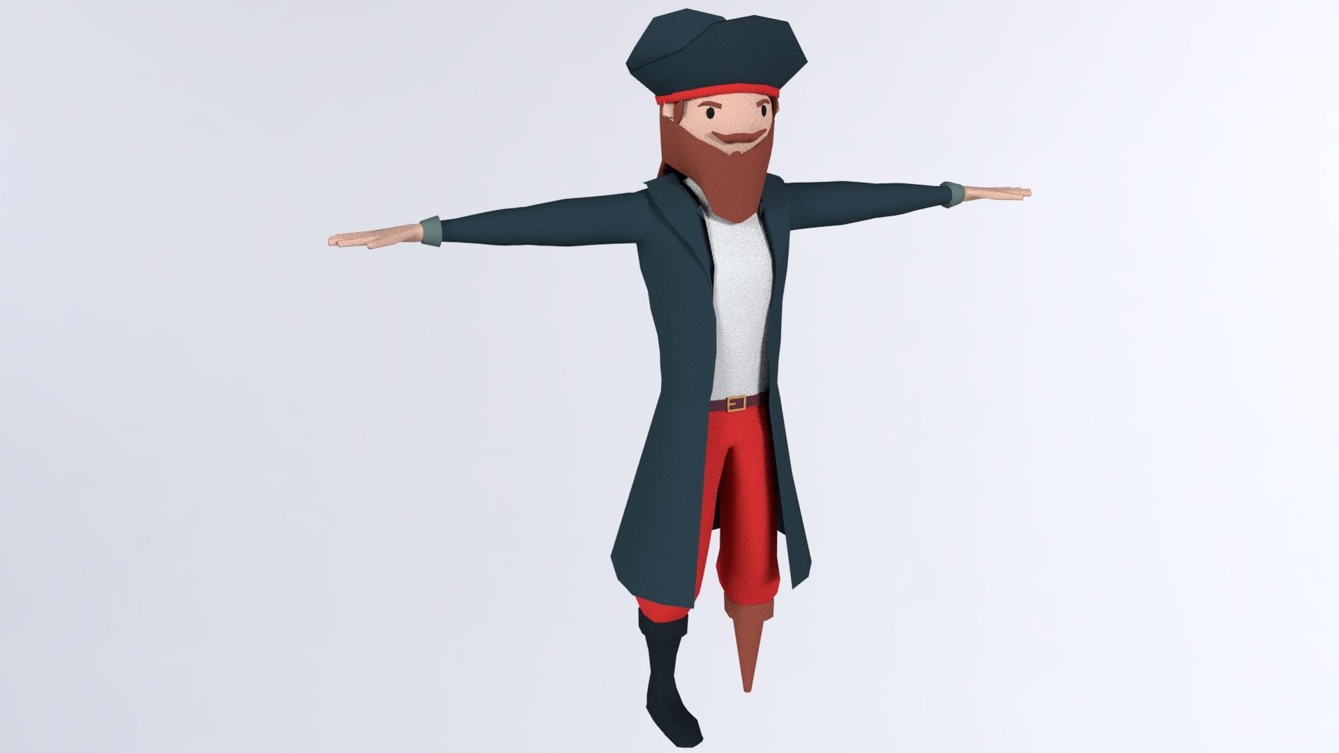 Low Poly Stylized Pirate Character Game Ready Spherical Head Model 3D ...
