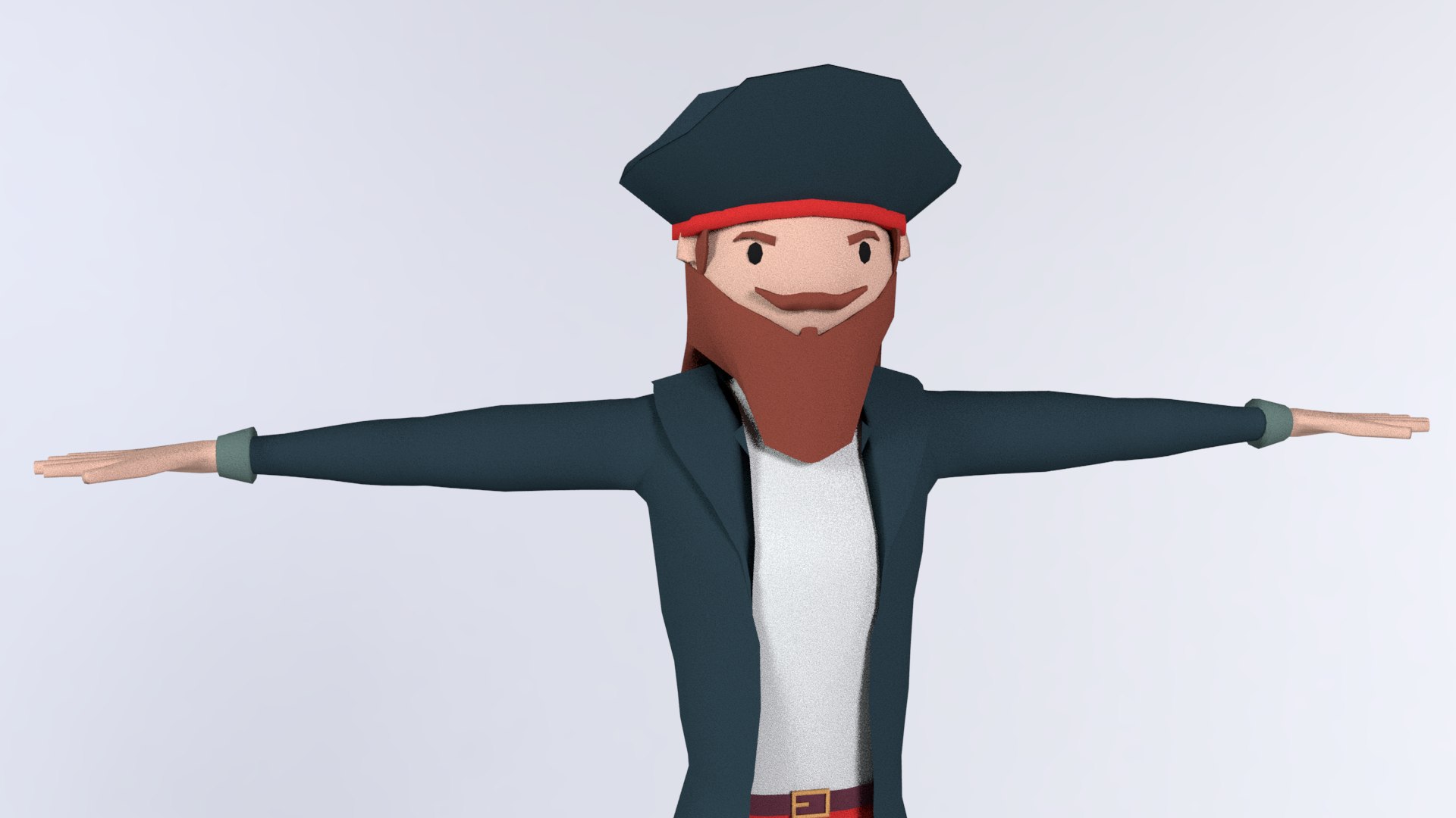 Low Poly Stylized Pirate Character Game Ready Spherical Head Model 3D ...