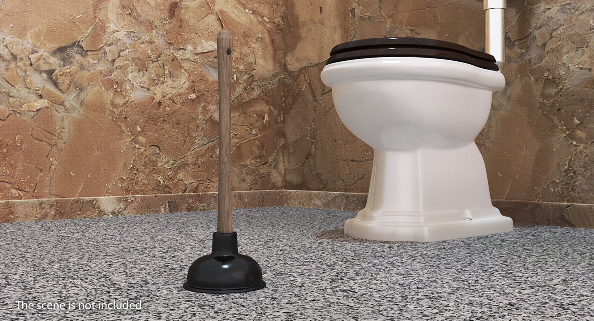 3D Household Plunger Wooden Stick - TurboSquid 1412702