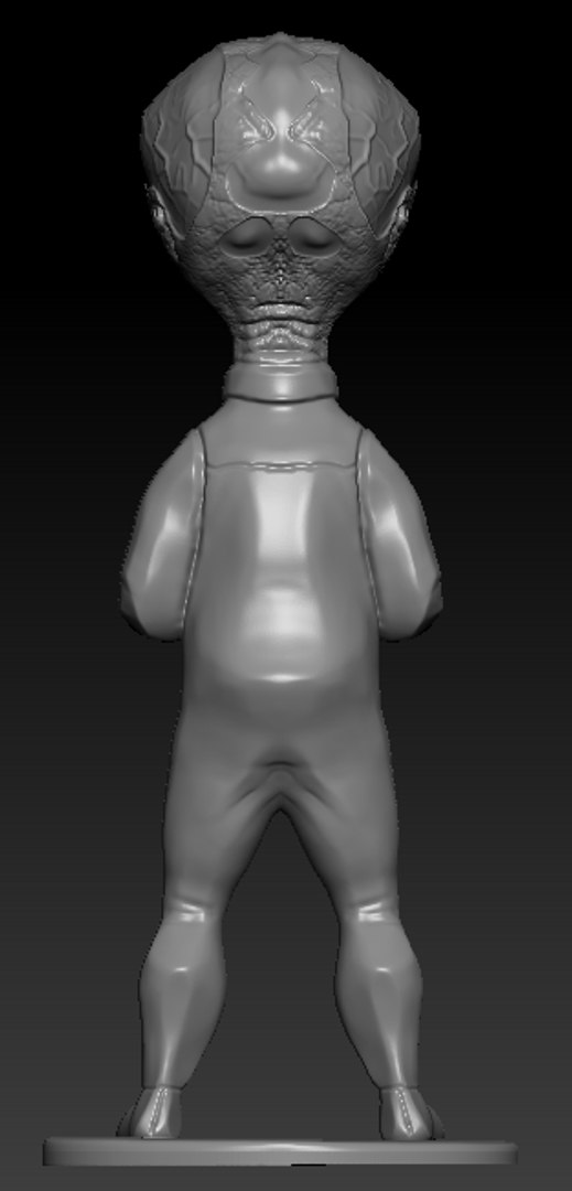 3D simple gray alien stand model - TurboSquid 1297300