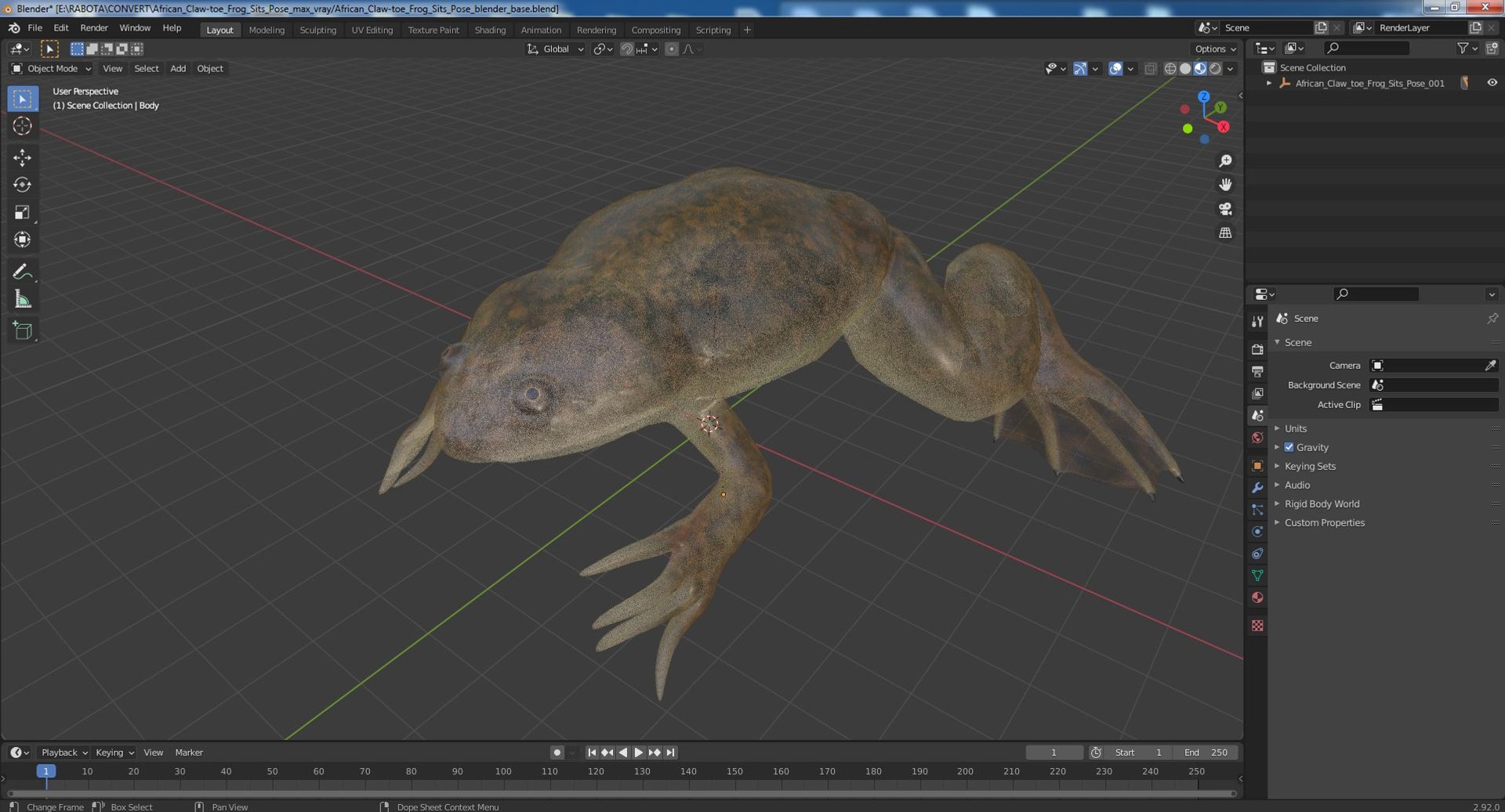 African Claw-toe Frog Sits Pose 3D Model - TurboSquid 2133275