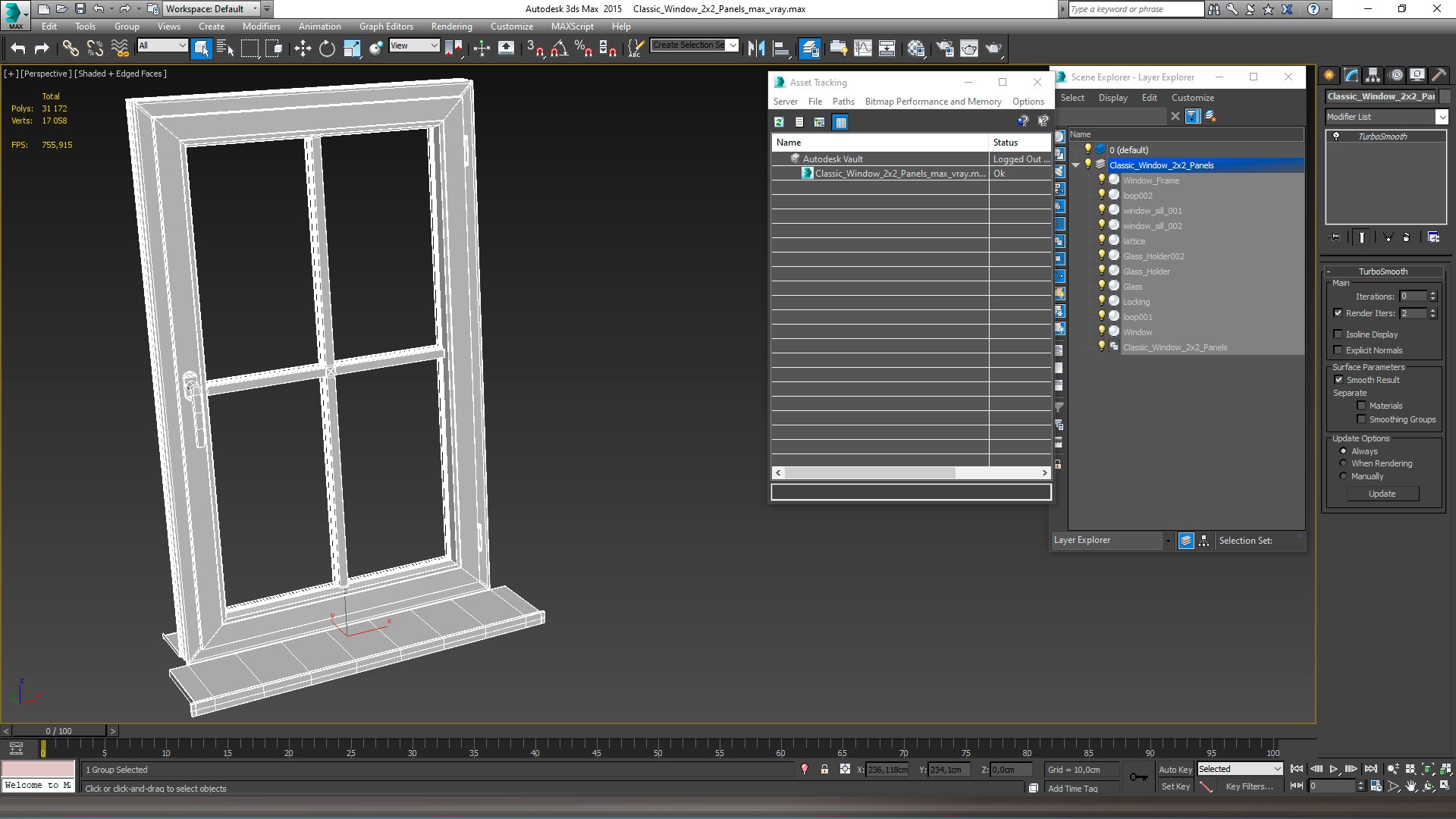 3D Classic Window 2x2 Panels - TurboSquid 2263768