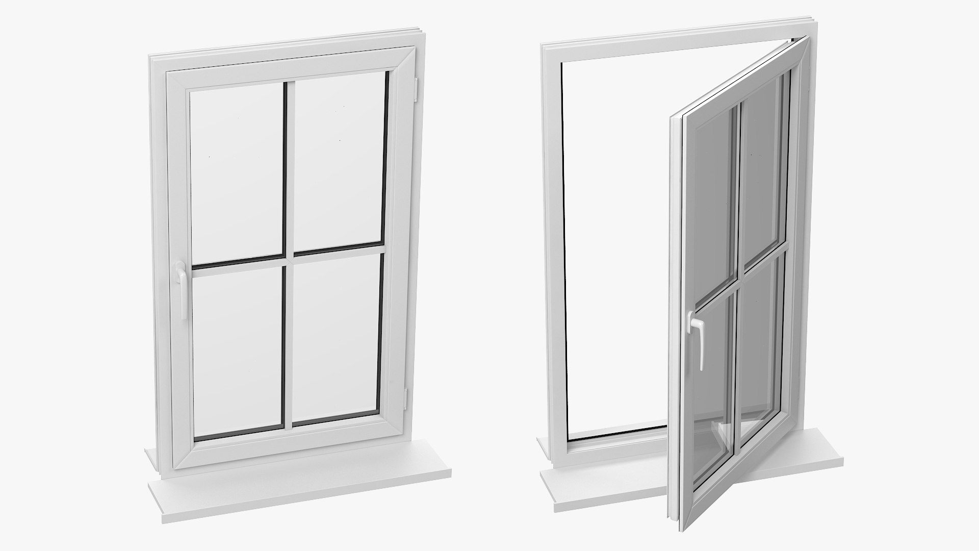 3D Classic Window 2x2 Panels - TurboSquid 2263768