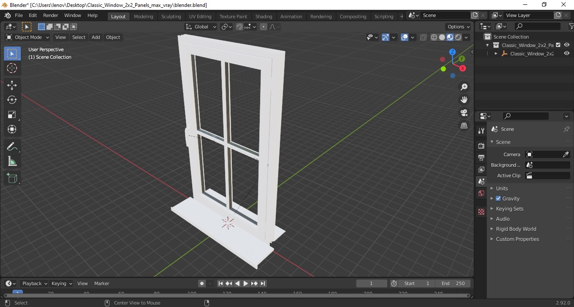 3D Classic Window 2x2 Panels - TurboSquid 2263768