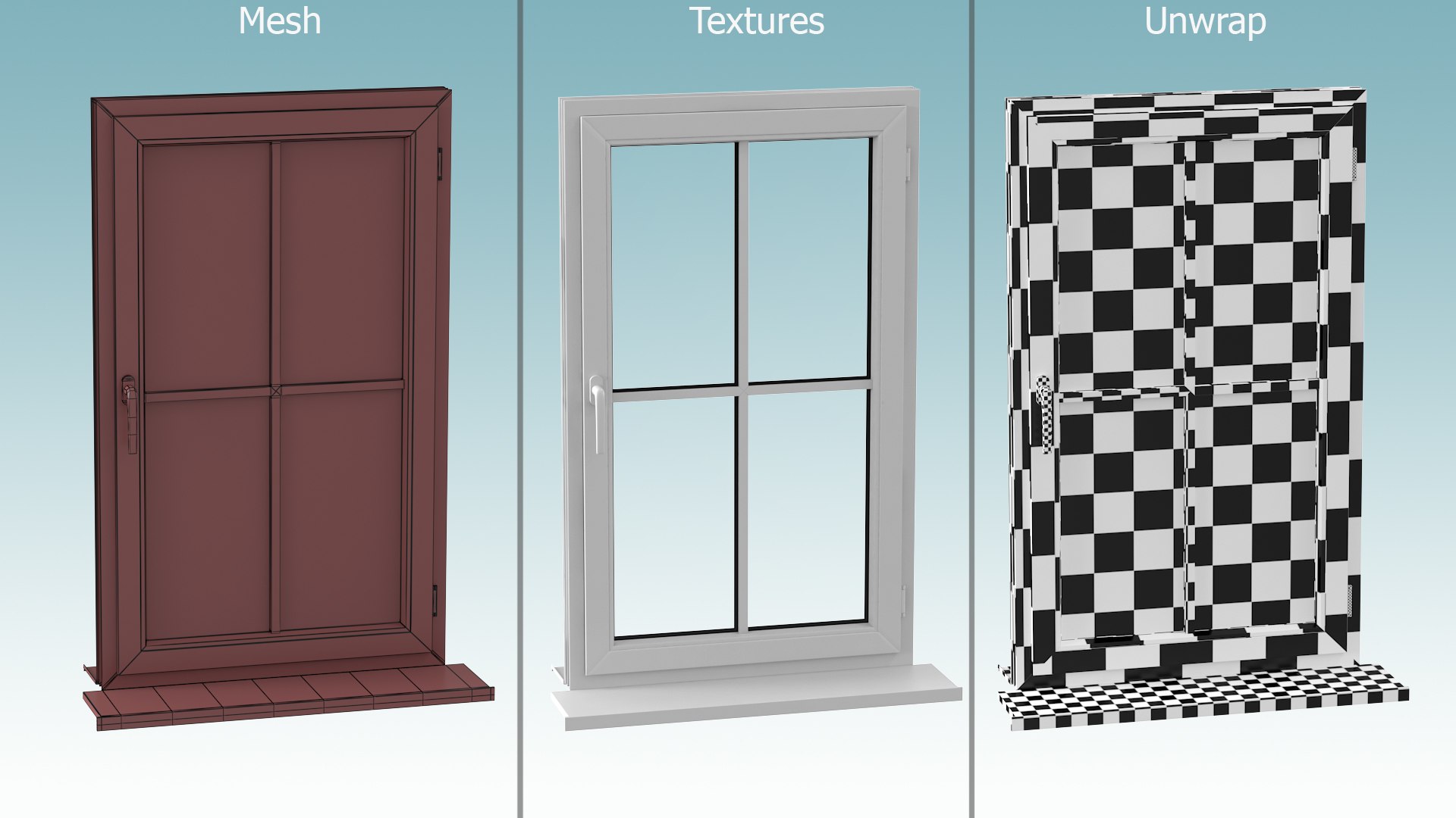 3D Classic Window 2x2 Panels - TurboSquid 2263768