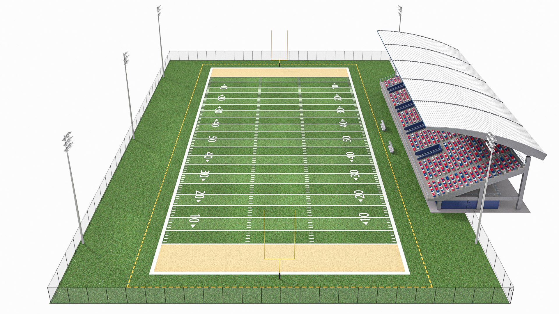 3D American Football Court 02 Model - TurboSquid 2312328