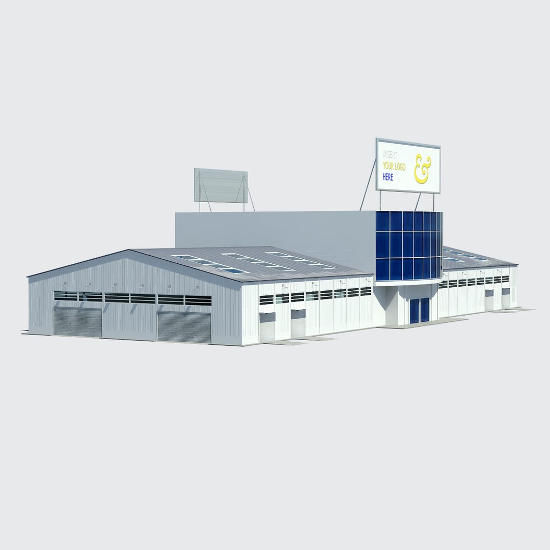 Hangar Warehouse Contains 3d Model