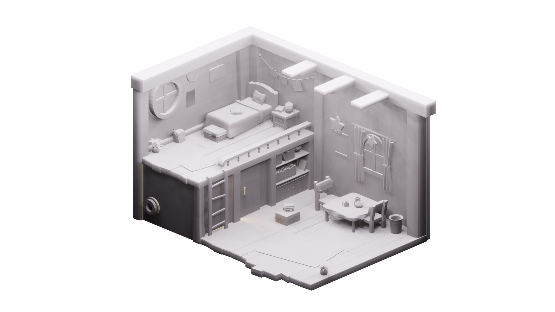 3D A Small Kids Cute Room Isometric Blender Low-poly 3D Model ...
