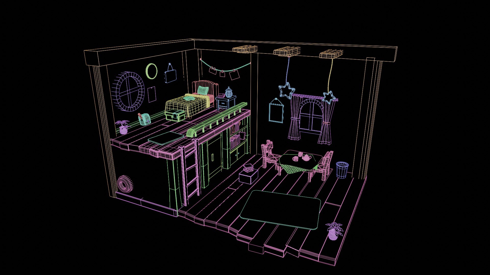 3D A Small Kids Cute Room Isometric Blender Low-poly 3D Model ...