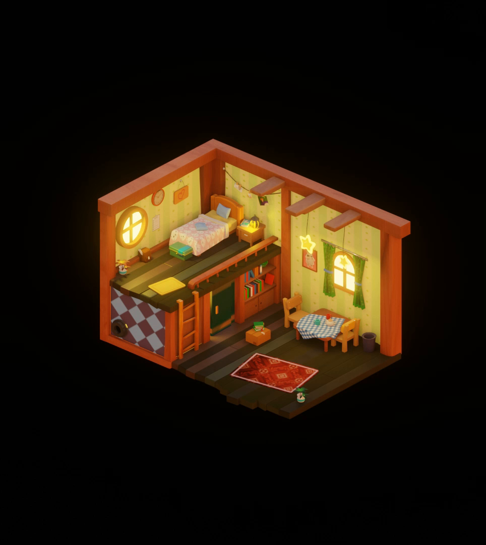 3D A Small Kids Cute Room Isometric Blender Low-poly 3D Model ...