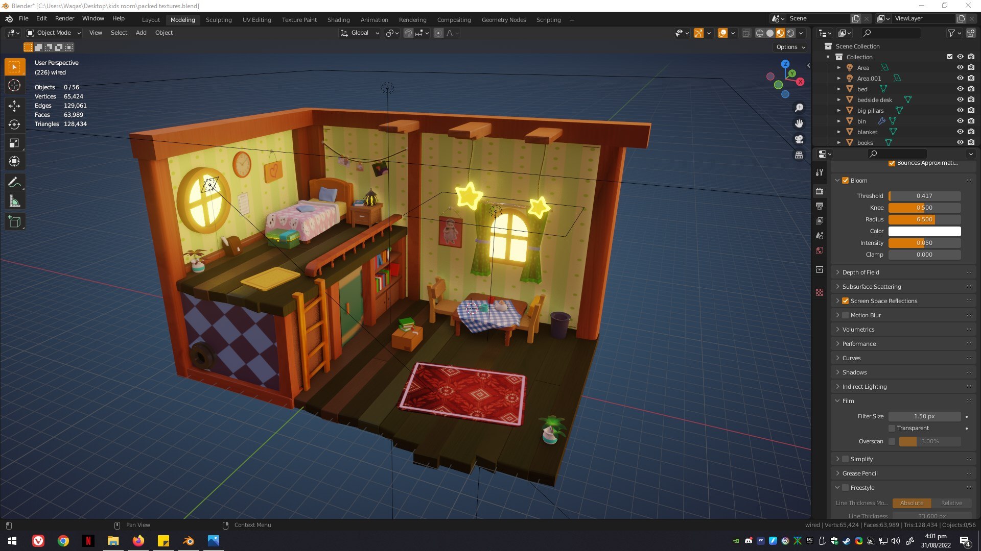 3D A Small Kids Cute Room Isometric Blender Low-poly 3D Model ...
