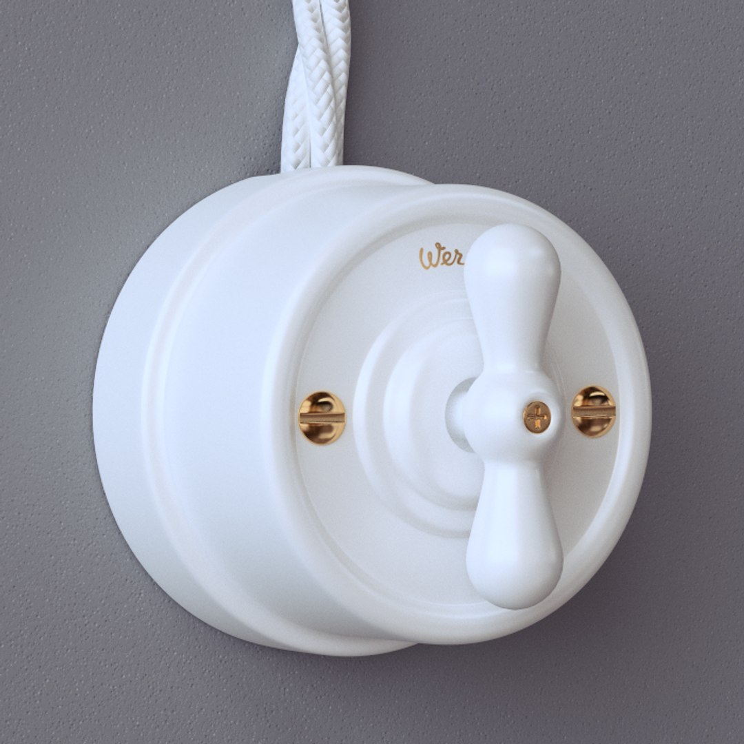 Ceramic Retro Switch Socket 3D Model - TurboSquid 1211717