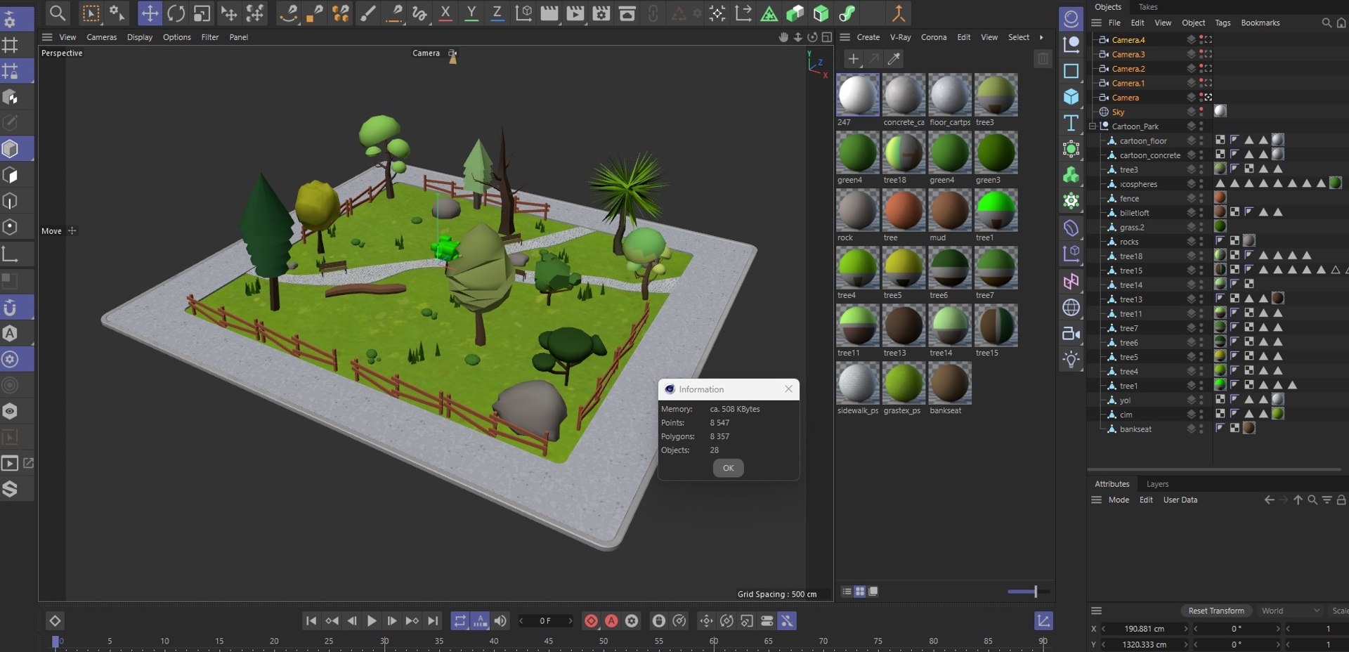 Cartoon Park With Tree Low Poly 3D Model - TurboSquid 2257234
