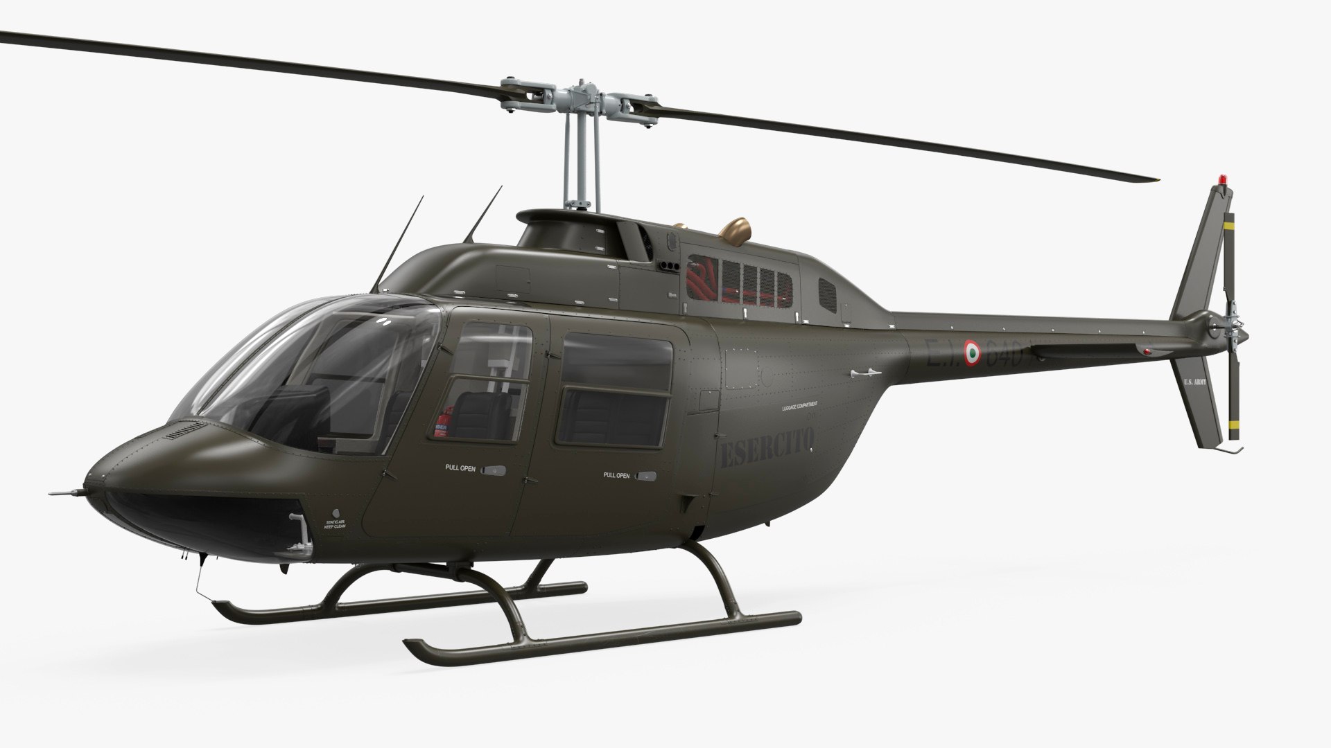 3D Bell 206 JetRanger Helicopter Italian Army Green Rigged For Maya ...