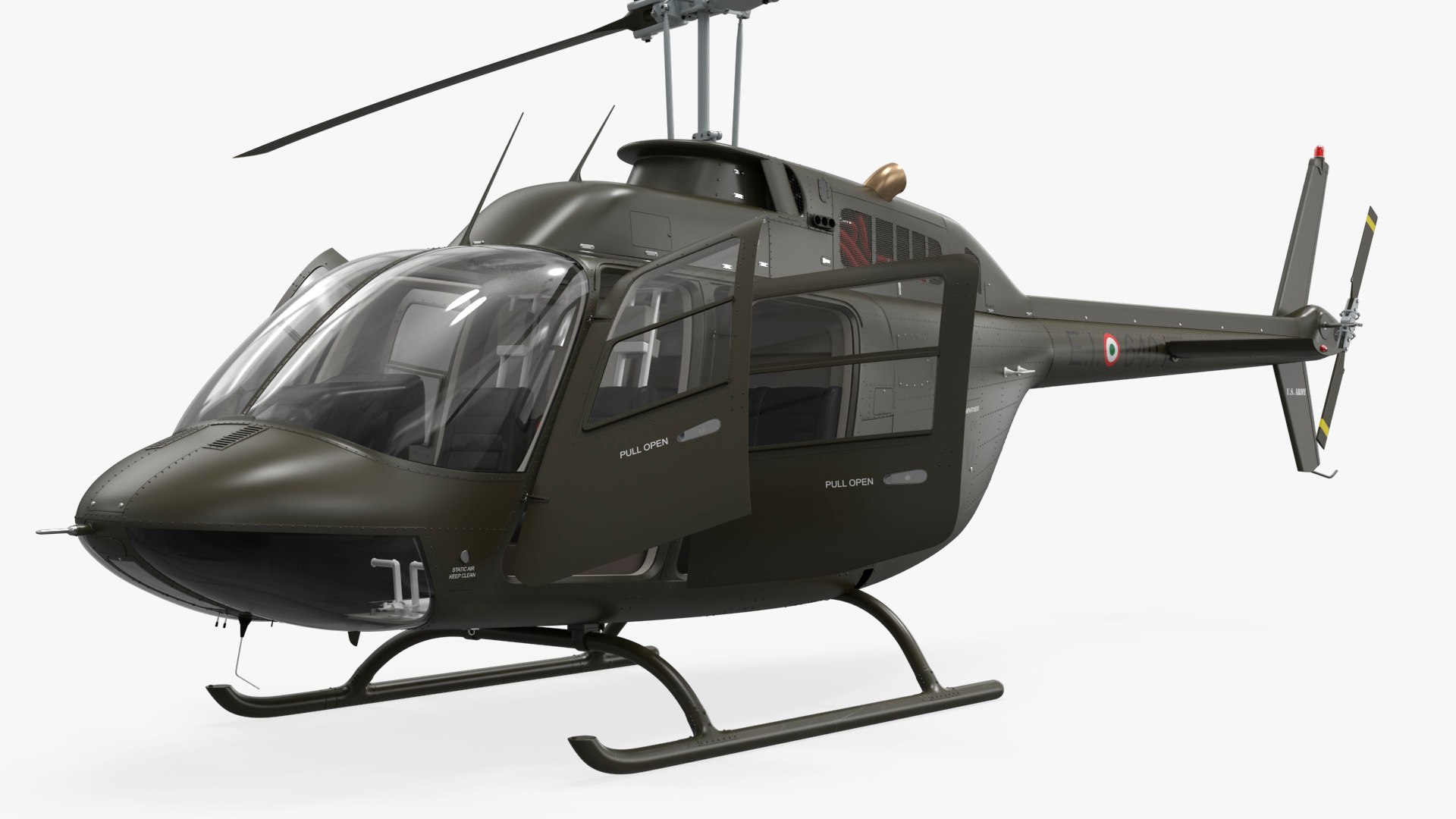 3D Bell 206 JetRanger Helicopter Italian Army Green Rigged For Maya ...
