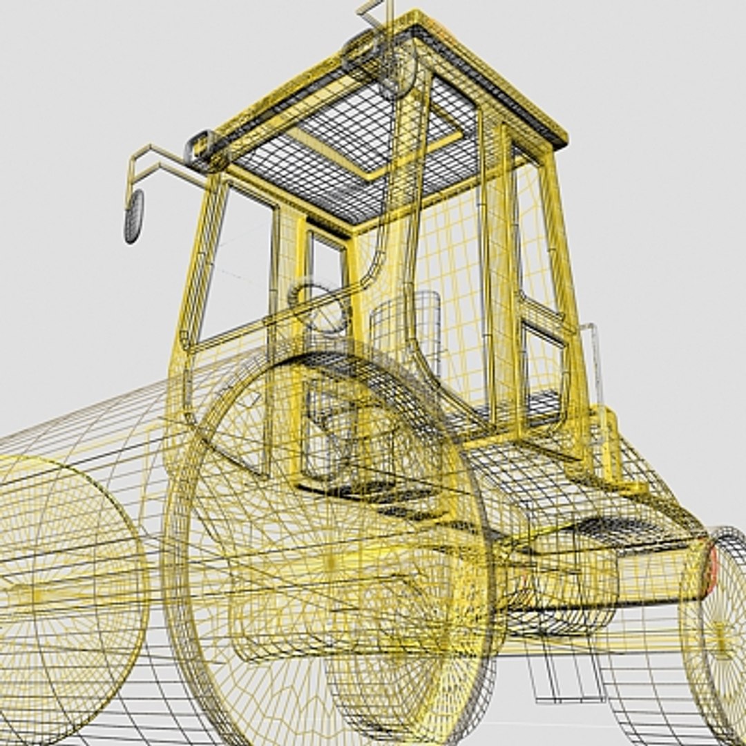3d Road Roller Industrial Model