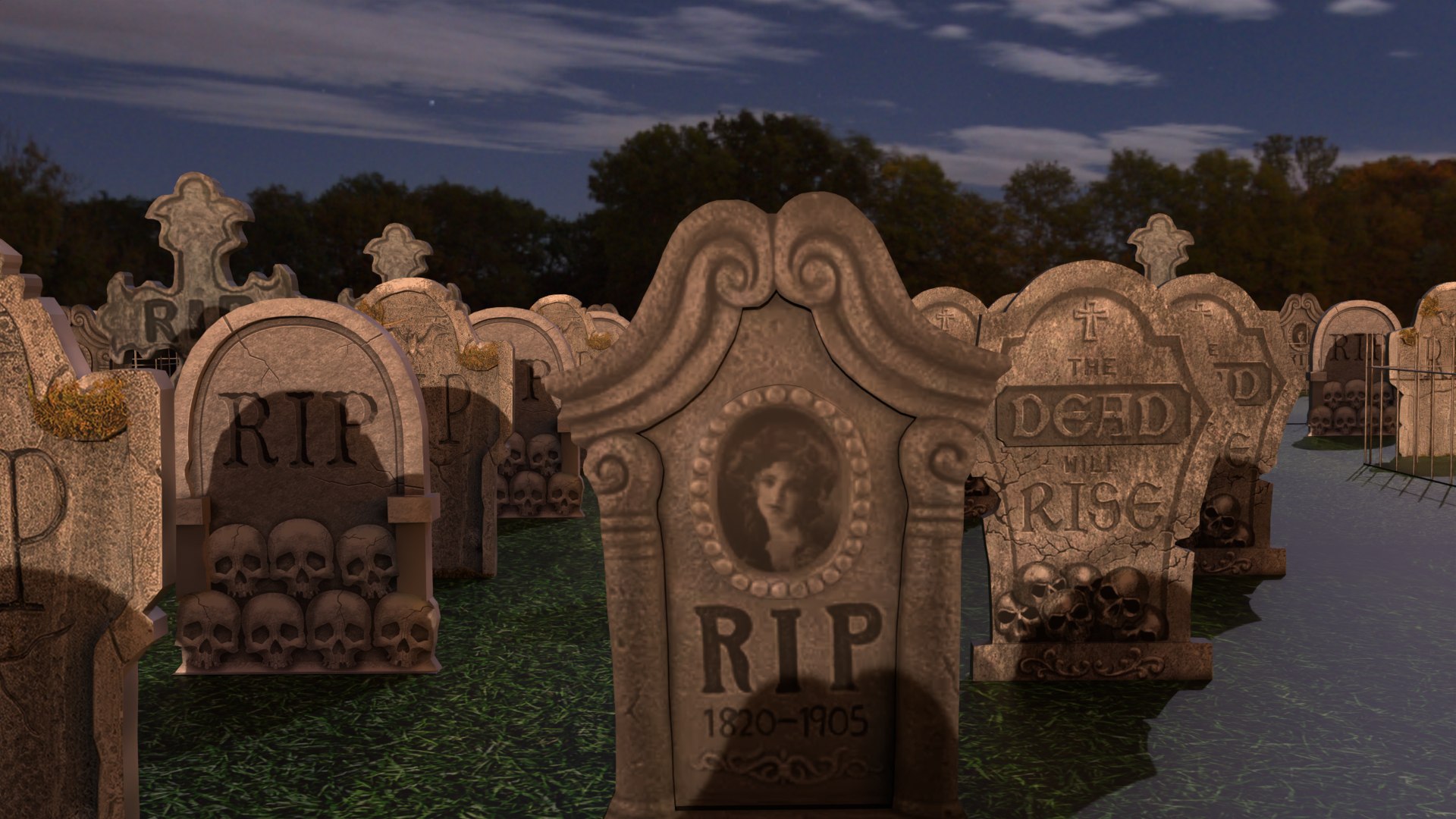3d Cemetery Model - Turbosquid 2130220