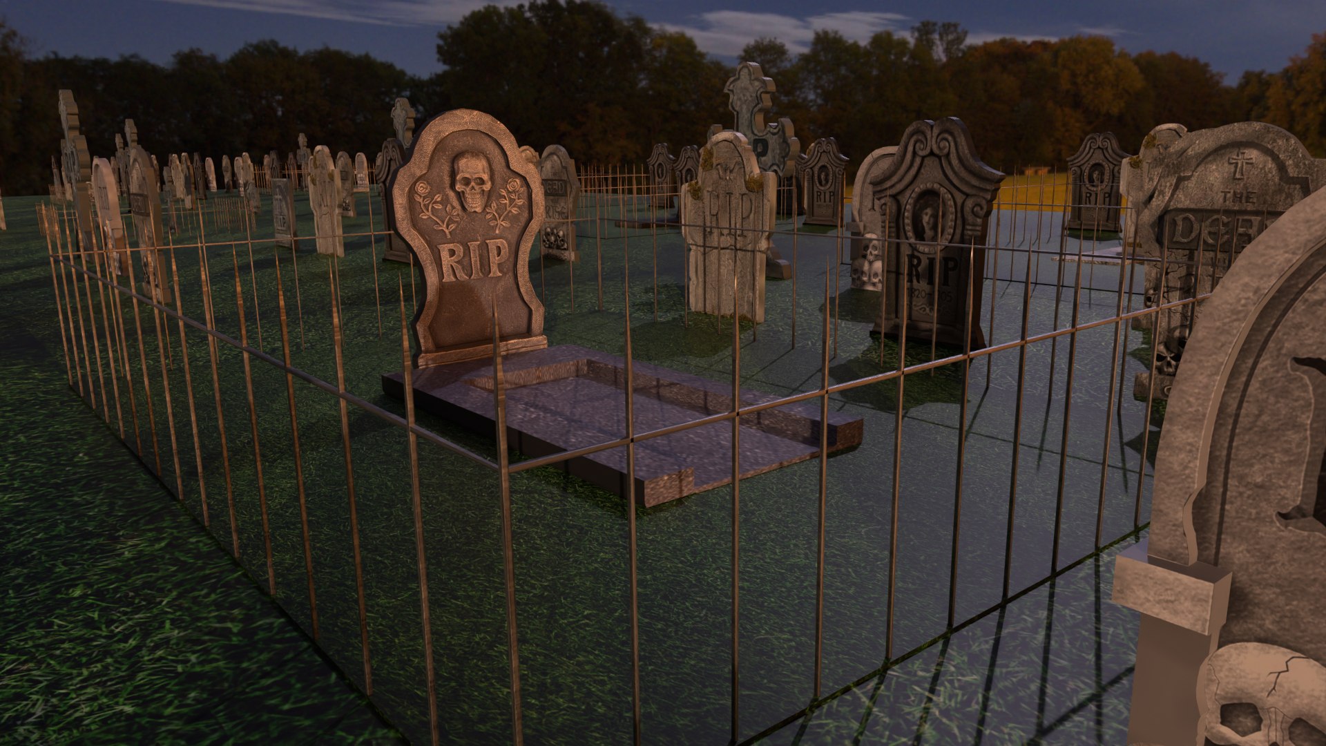 3D Cemetery Model - TurboSquid 2130220