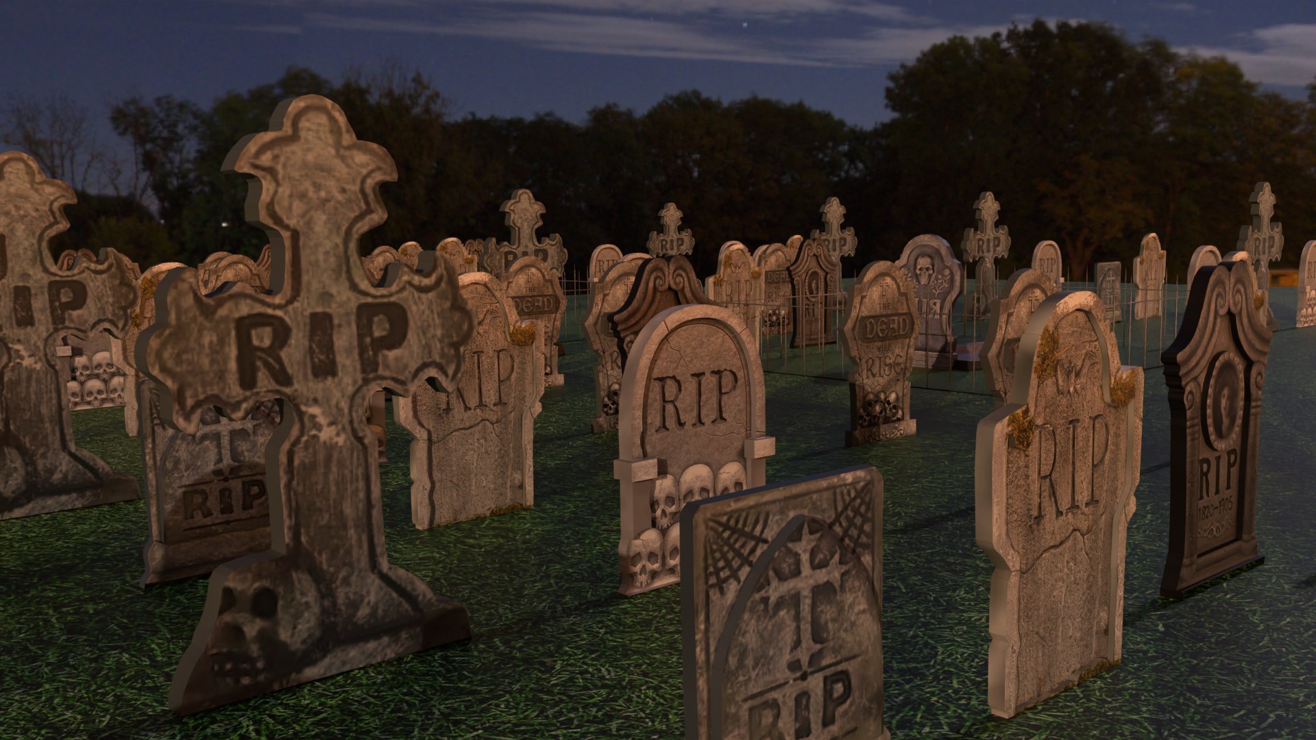 3D Cemetery Model - TurboSquid 2130220