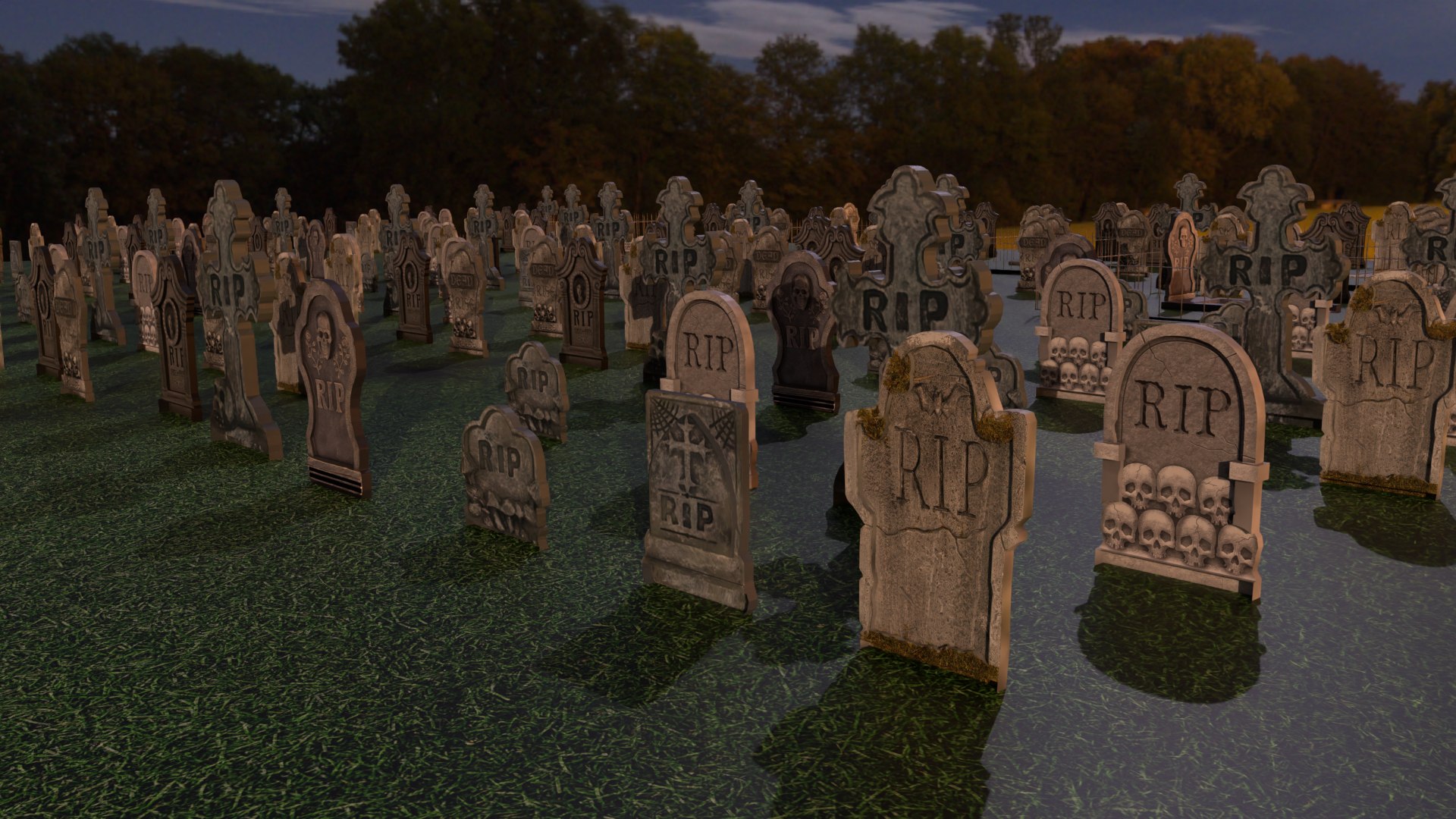 3D Cemetery Model - TurboSquid 2130220