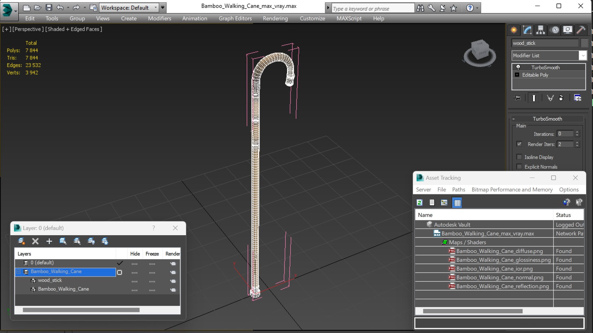 Bamboo Walking Cane 3D Model - TurboSquid 2112748