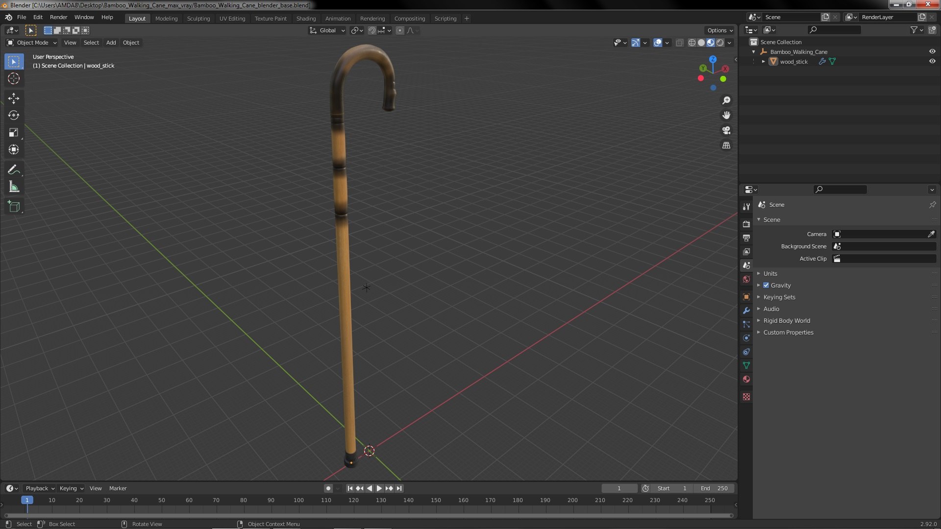 Bamboo Walking Cane 3D Model - TurboSquid 2112748