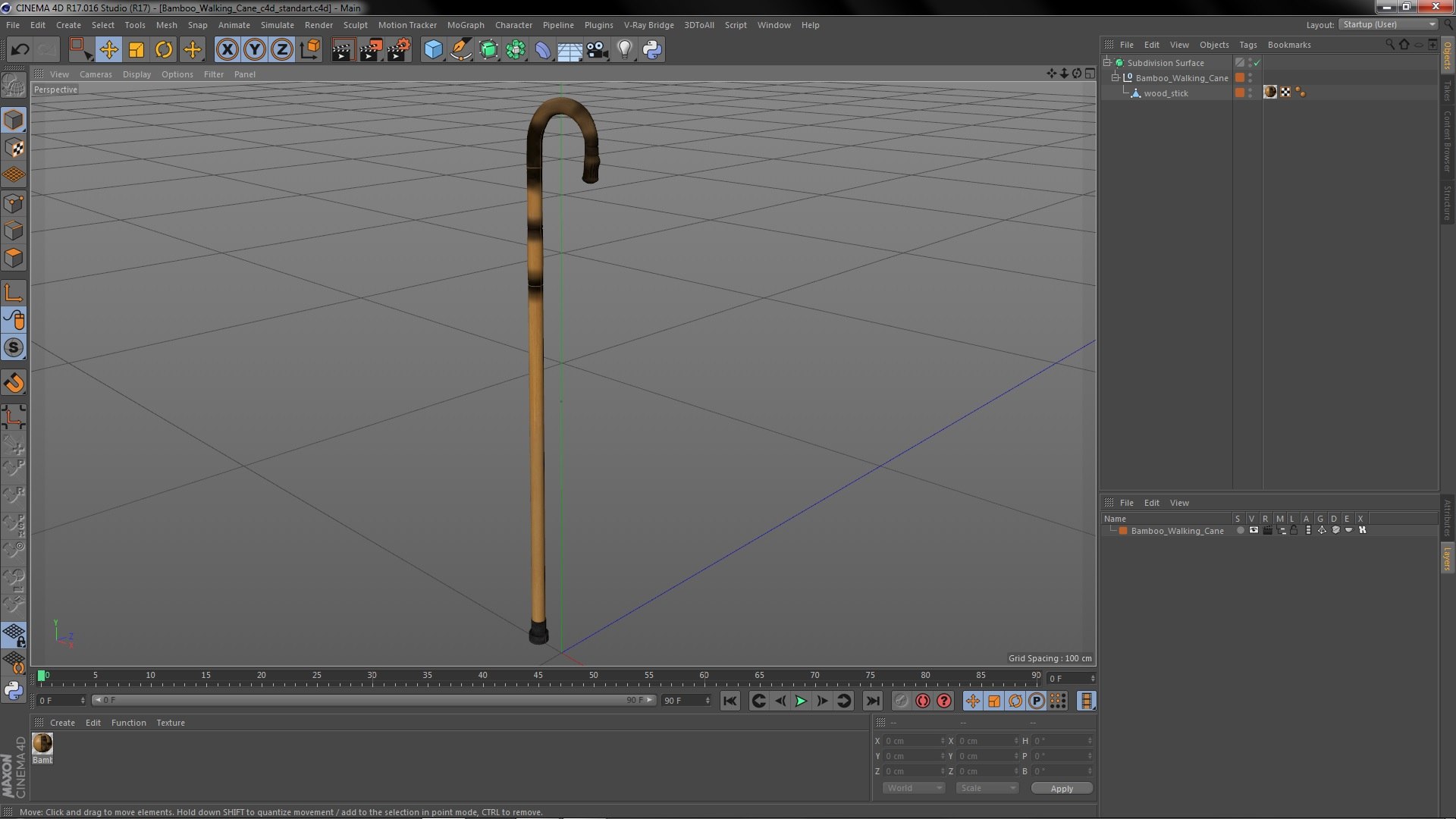 Bamboo Walking Cane 3D Model - TurboSquid 2112748