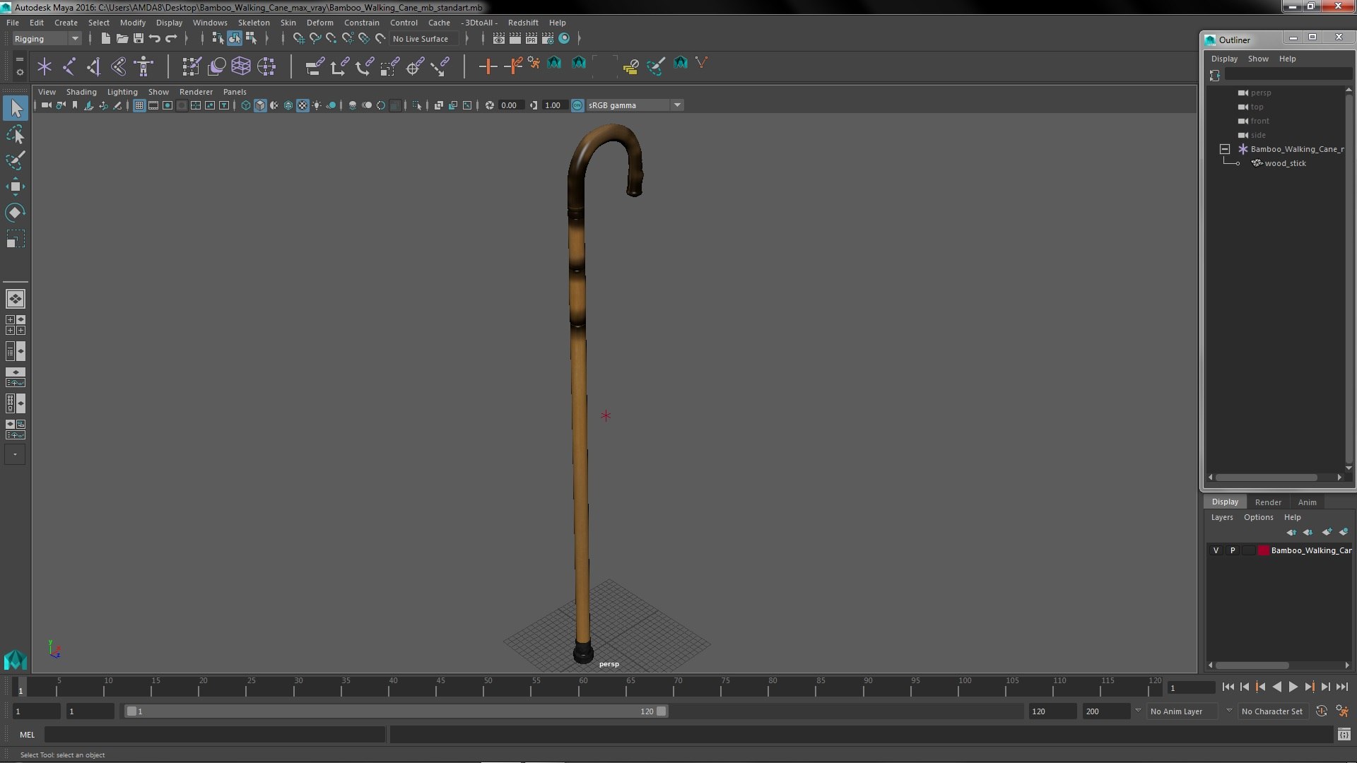 Bamboo Walking Cane 3D Model - TurboSquid 2112748
