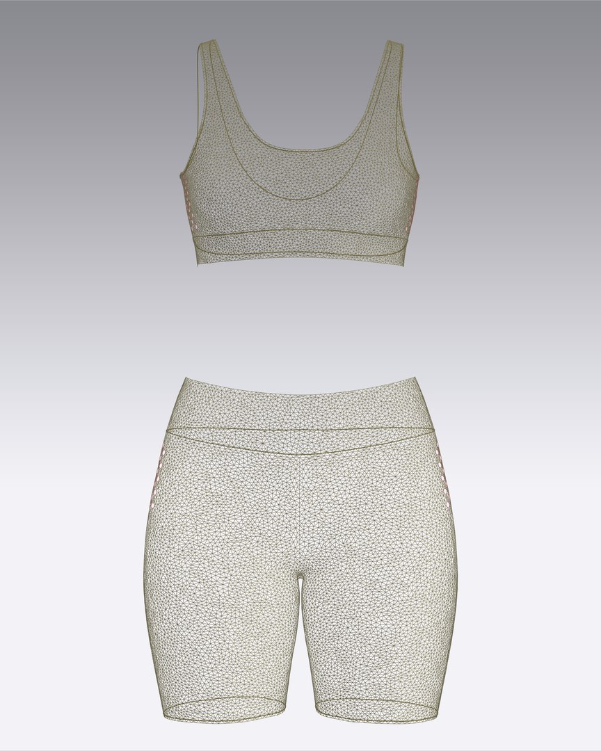 Ladies Yoga Bra With Shorts model - TurboSquid 2133444