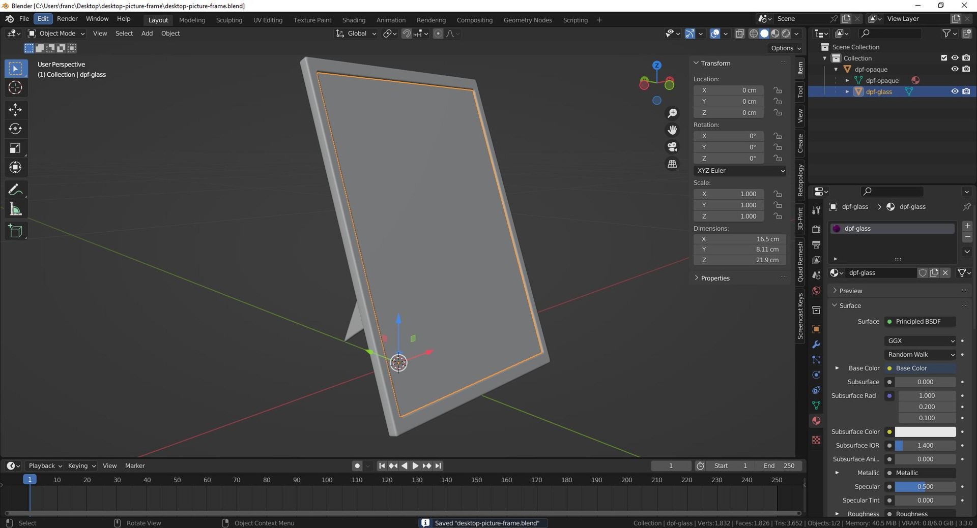 3D Desktop Picture Frame Model - TurboSquid 2016682